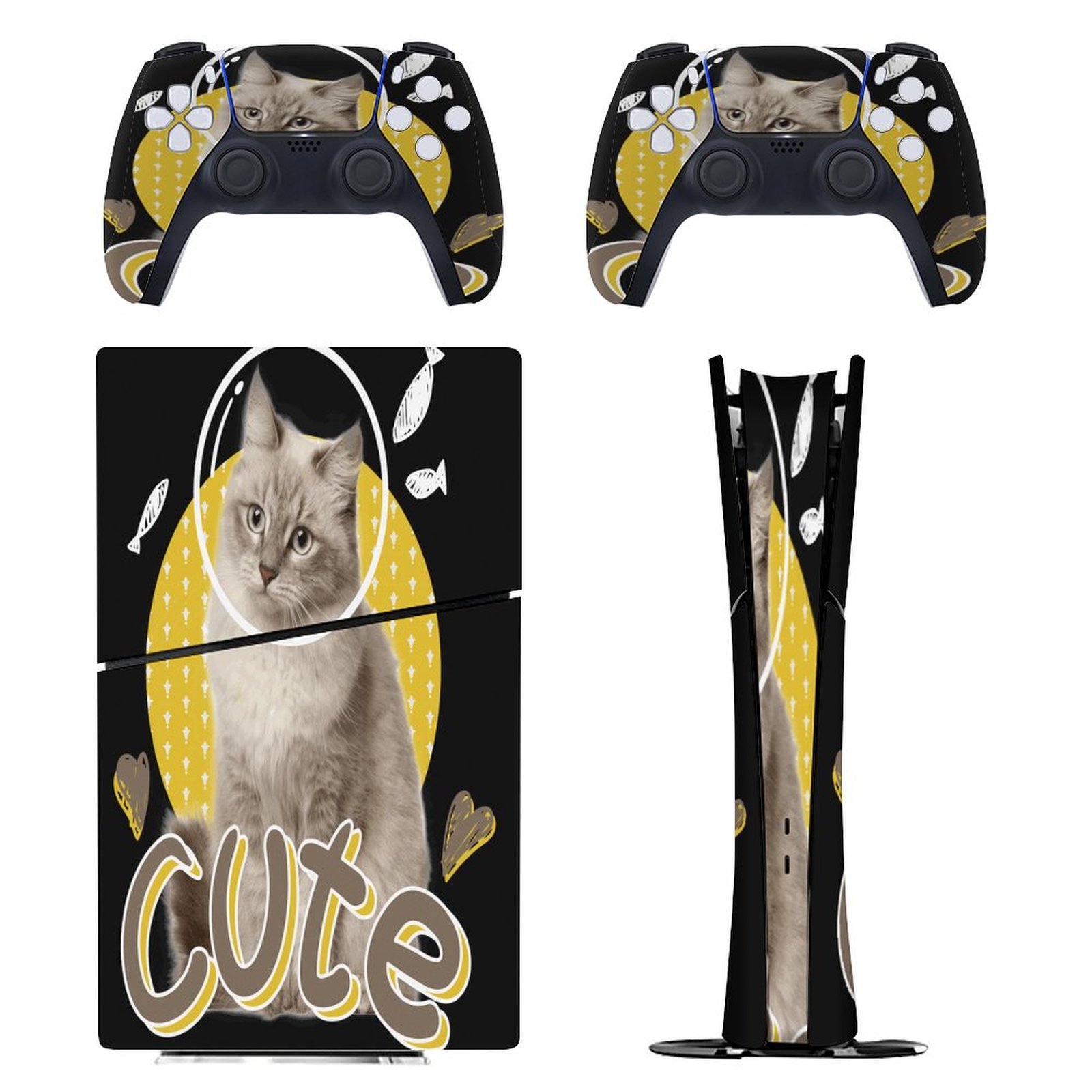 Cat Cute T-shirt PS5/PS5 Slim Digital Disc Skin Sticker For Console And ...