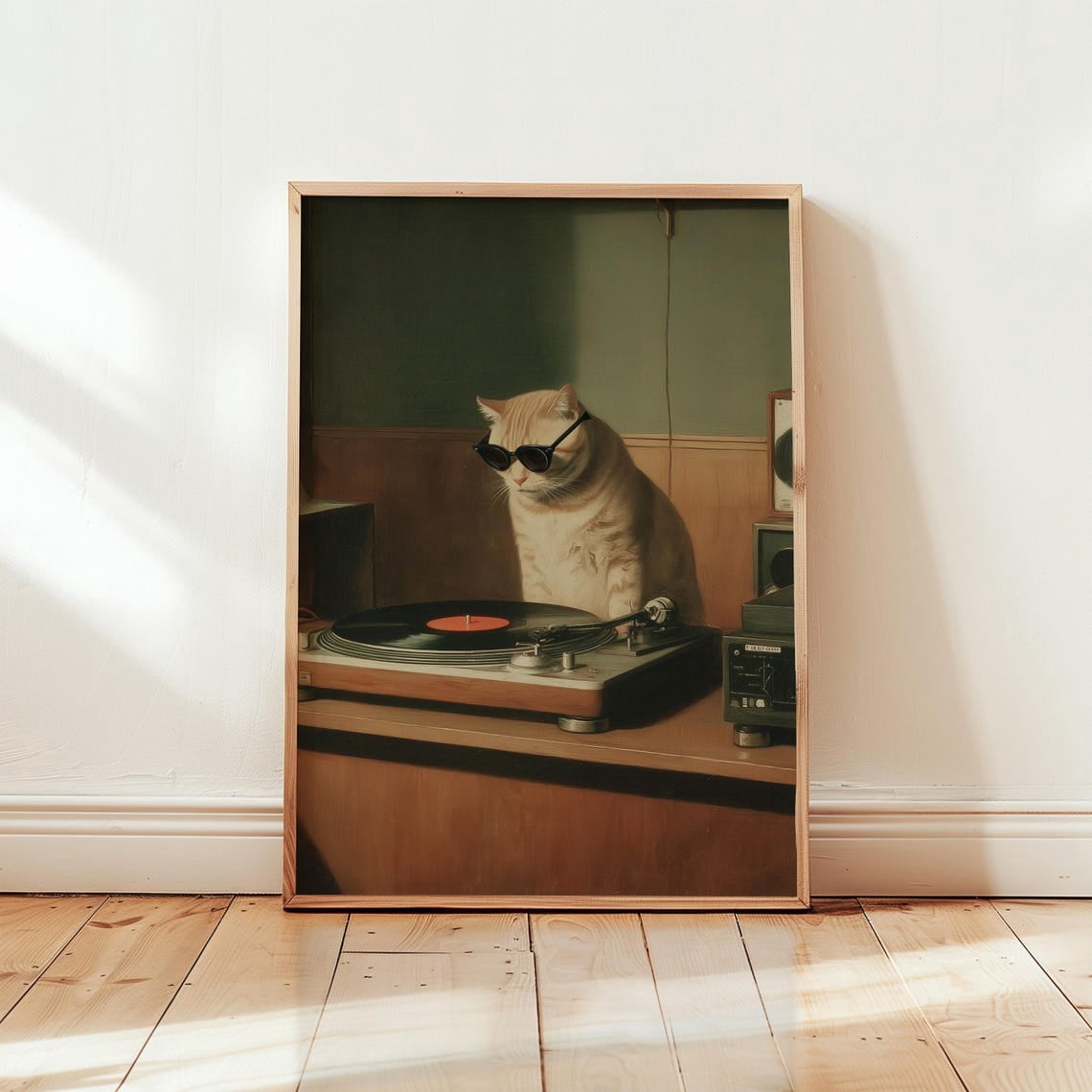 Cat DJ Vinyl Music Wall Art Print, Unframed Paper Poster 11x14in ...