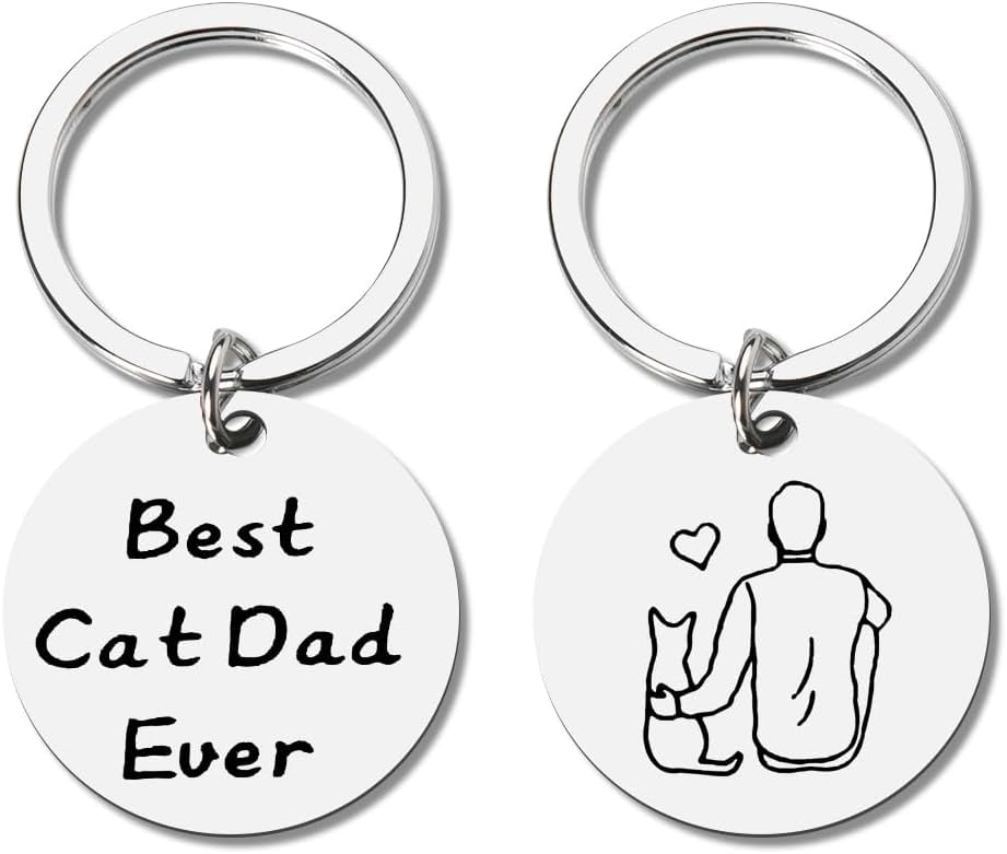 Cat Dad Christmas Gifts for Men Funny Keychain for Boyfriend Husband ...