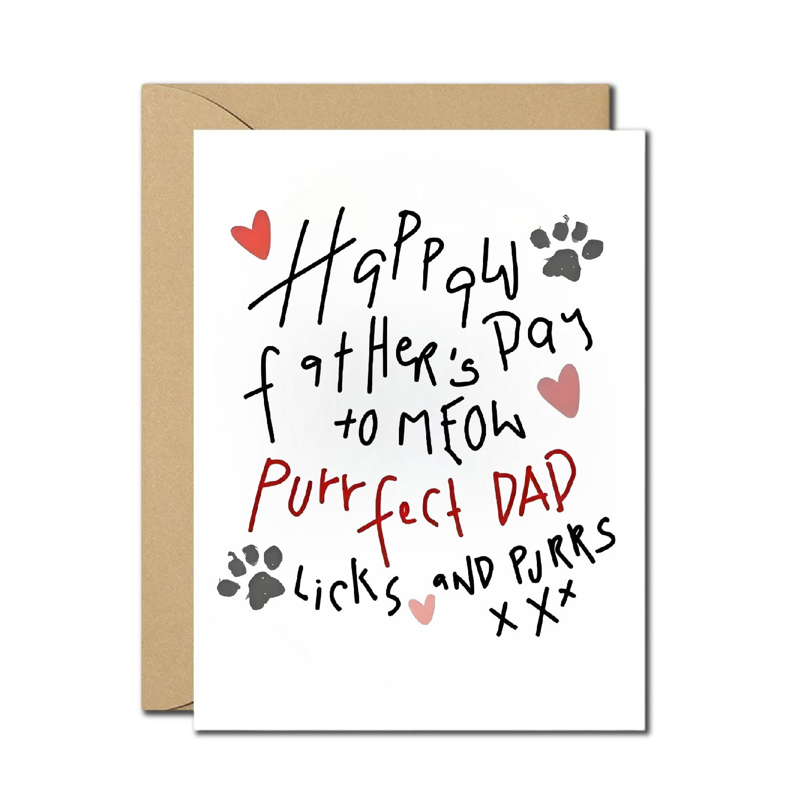 Cat Dad Father’s Day Card – “Purrfect Dad” Handwritten Meow Design ...