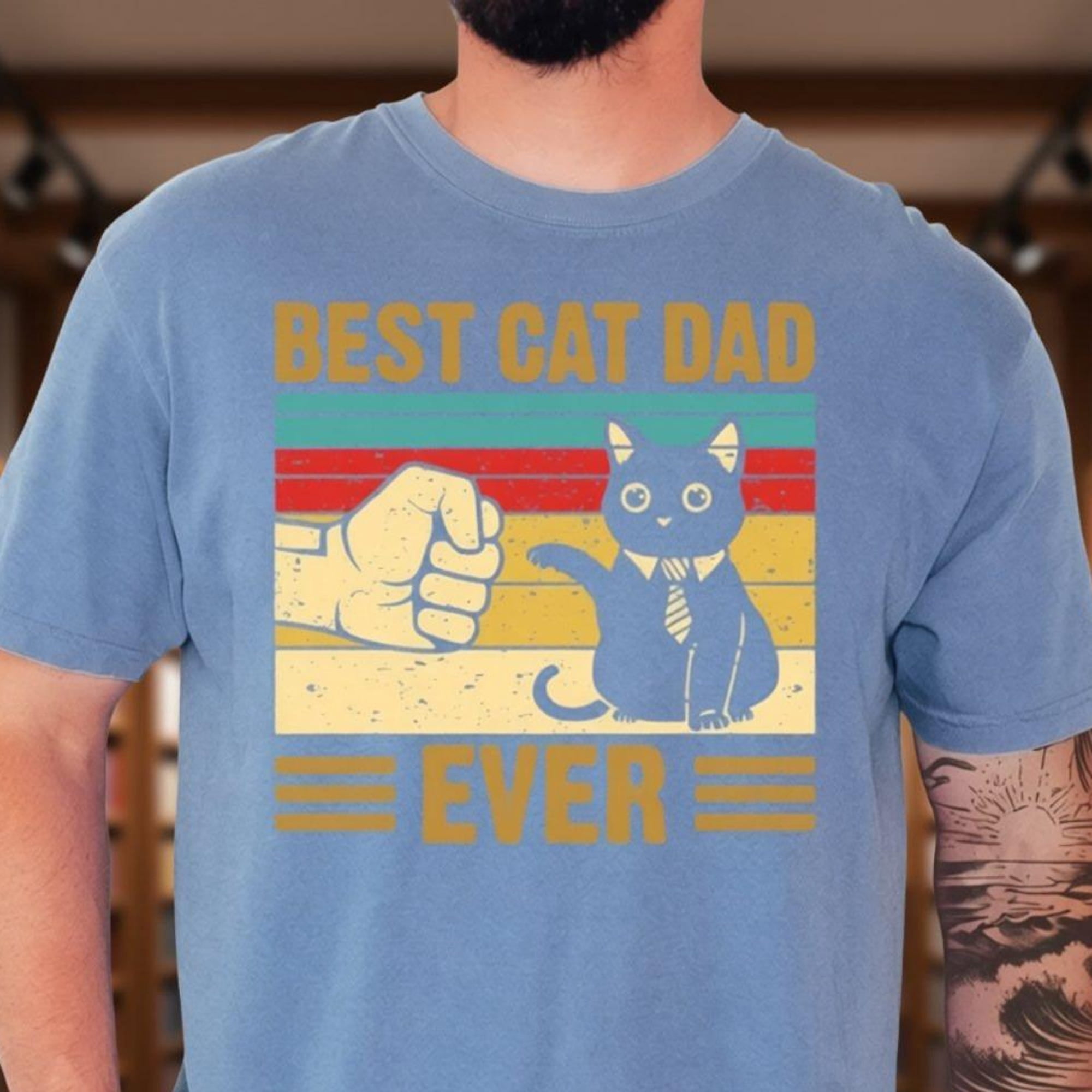 Cat Dad Shirt Best Cat Dad Ever Graphic Tee Fathers Day Gift Idea Funny ...