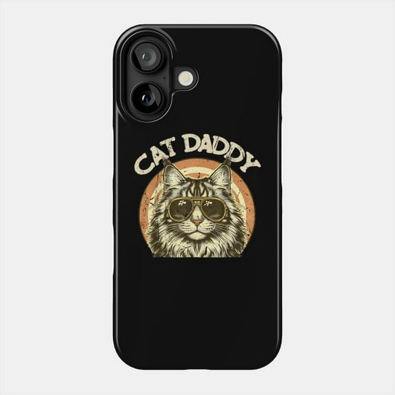 "Cat Daddy" Maine Coon Retro Cat Dad Phone Case for Apple iPhone 11-17 ...