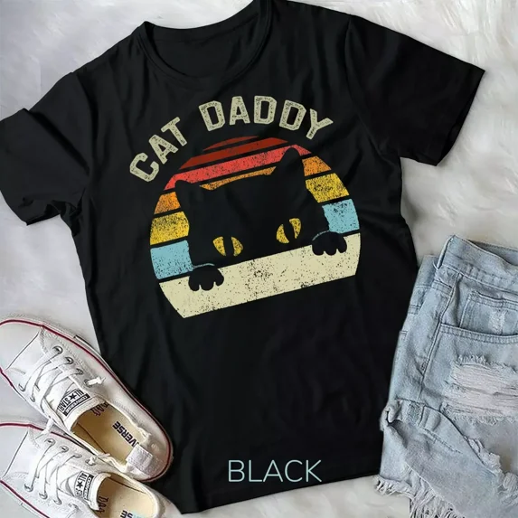 Cat Daddy, Men's Vintage Retro Black Cats Dad and Father's Day Gift New ...