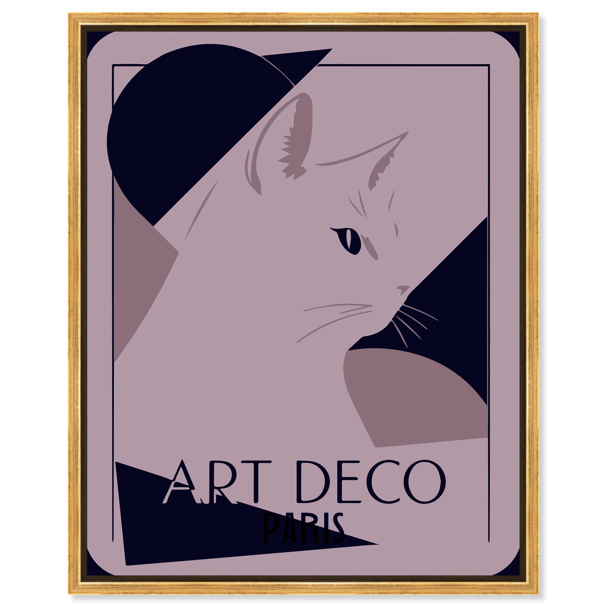 Cat Deco Canvas Modern Retro Poster by Art Remedy, Gold Frame, 20 x 24 ...