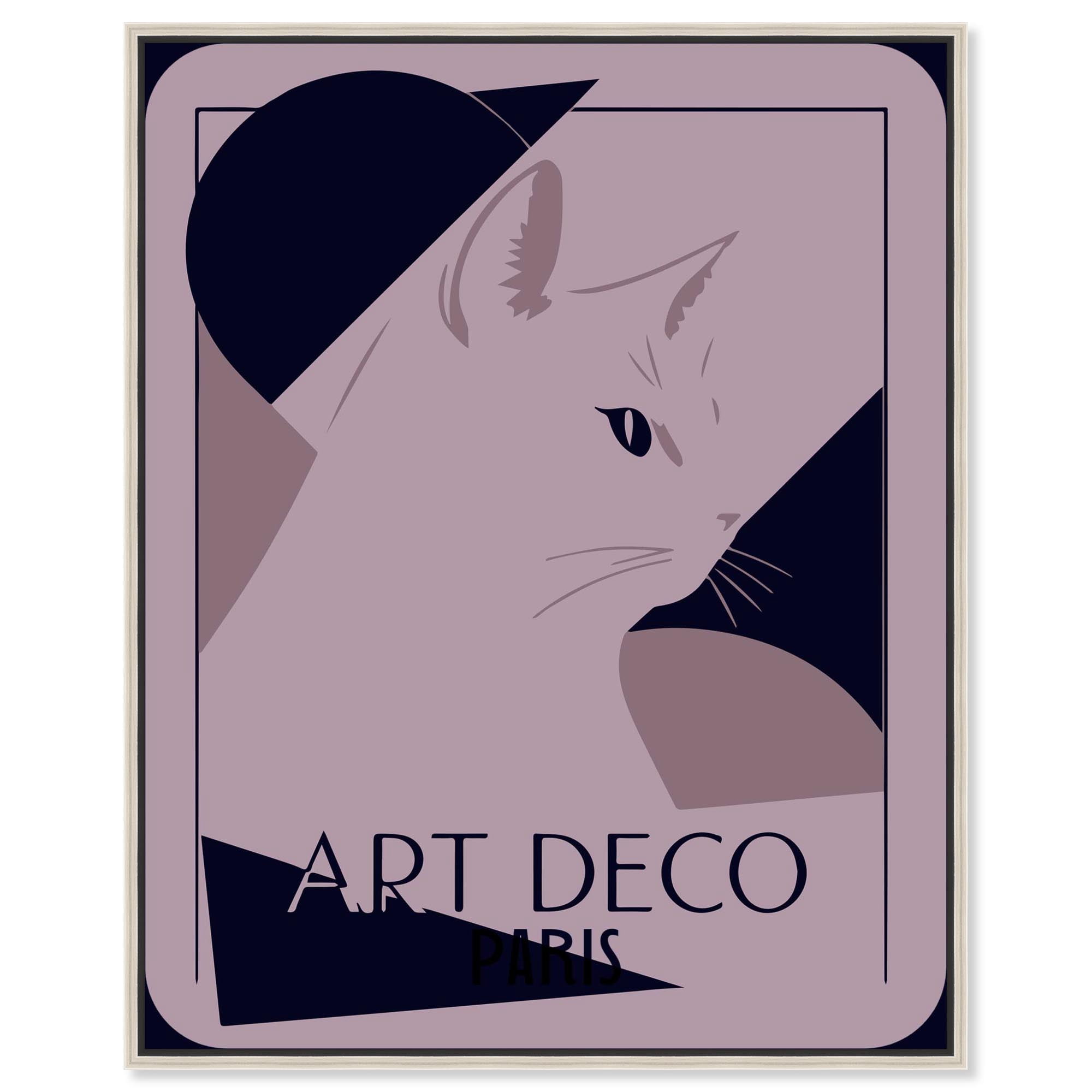 Cat Deco Canvas Modern Retro Poster by Art Remedy, Silver Frame, 16 x ...