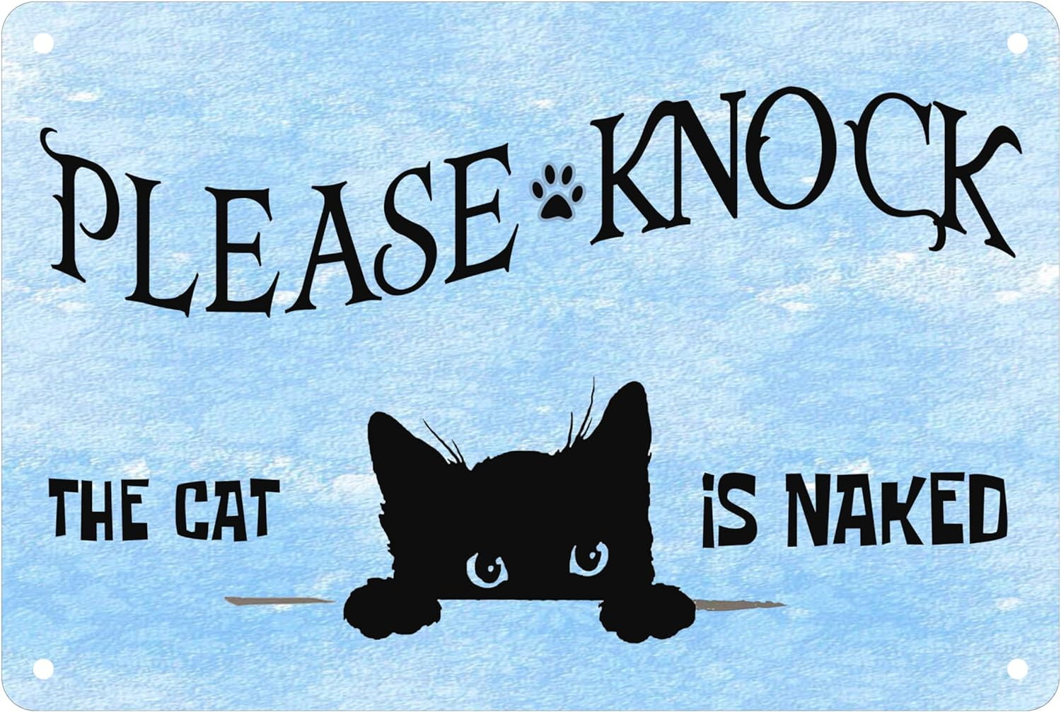 Cat Decor-Please Knock -Funny Cat Door Sign Bathroom Sign,Black Cat ...