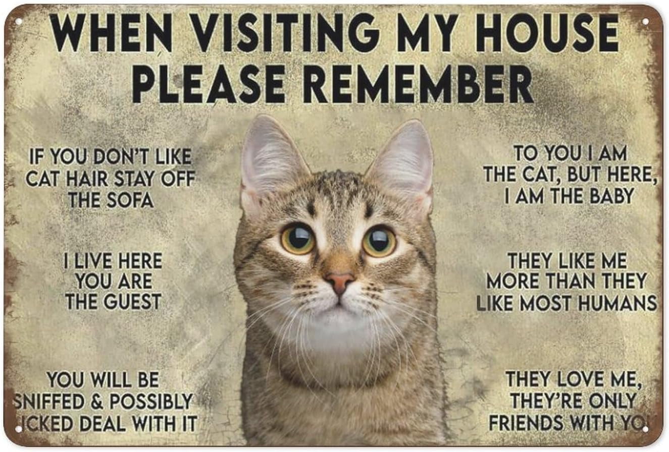 Cat Decor Vintage Metal Signs When Visiting My House Please Remember ...