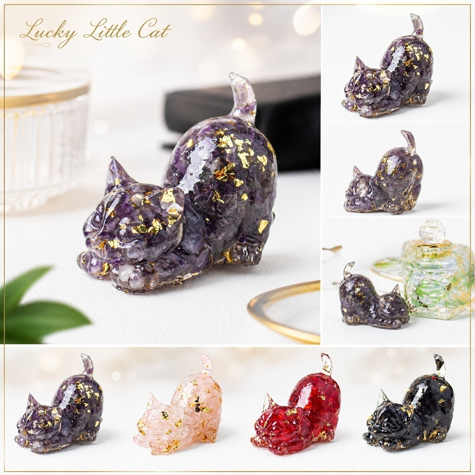 Cat Decor for Home 2 Inch Black Resin Cat Decorations Office Desk Decor ...