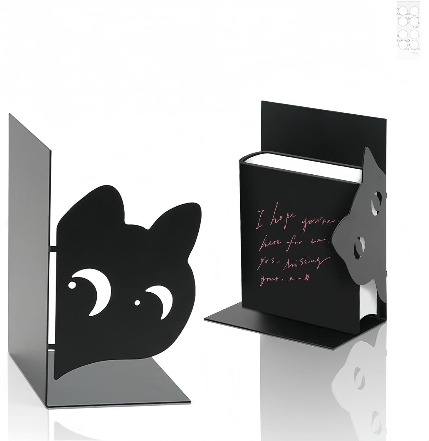 Cat Decorative Bookends 1 Pair, Cute Metal Kitty Book Ends for Shelves ...
