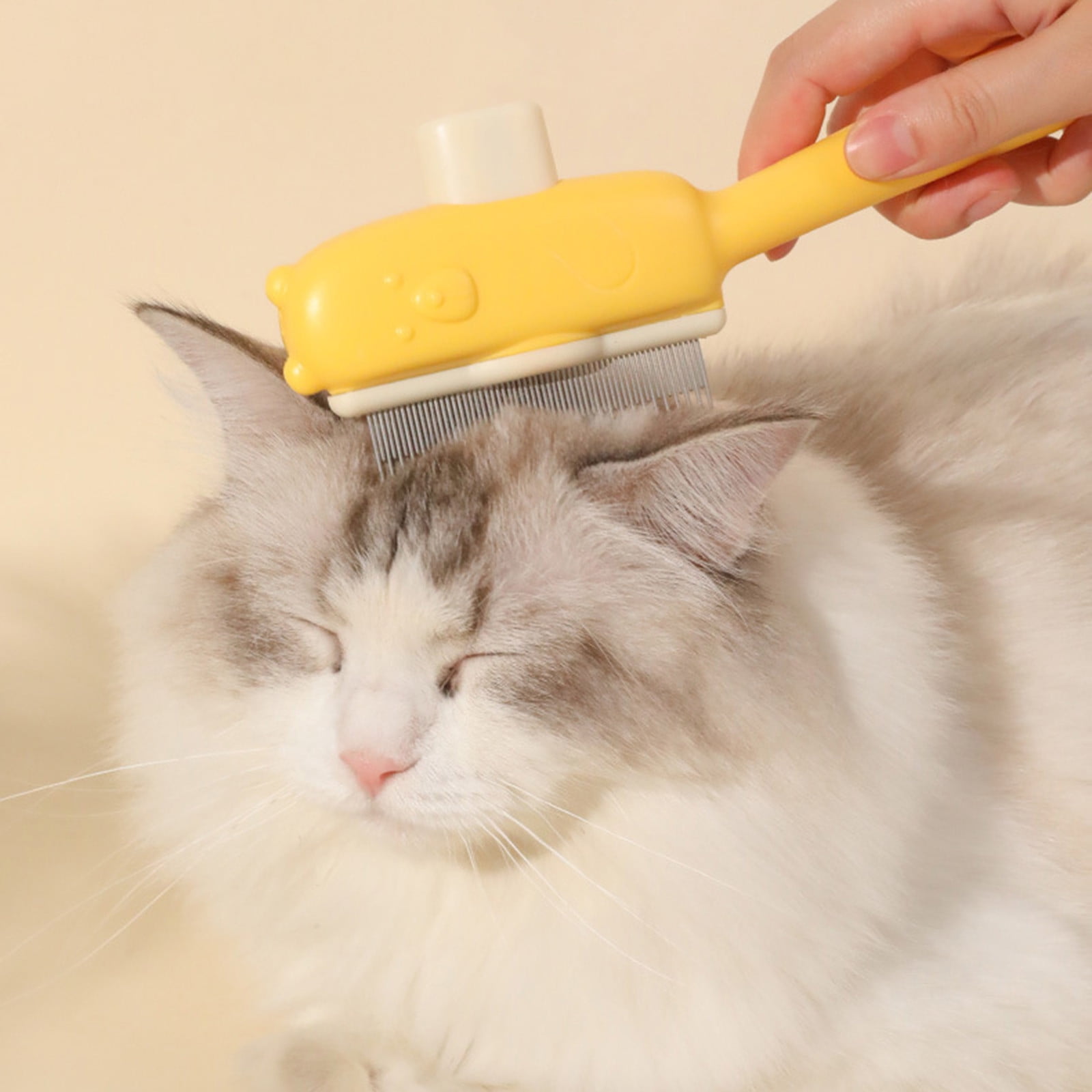 Cat Deshedding Comb with Push Button Hair Release Gentle Grooming Tool ...