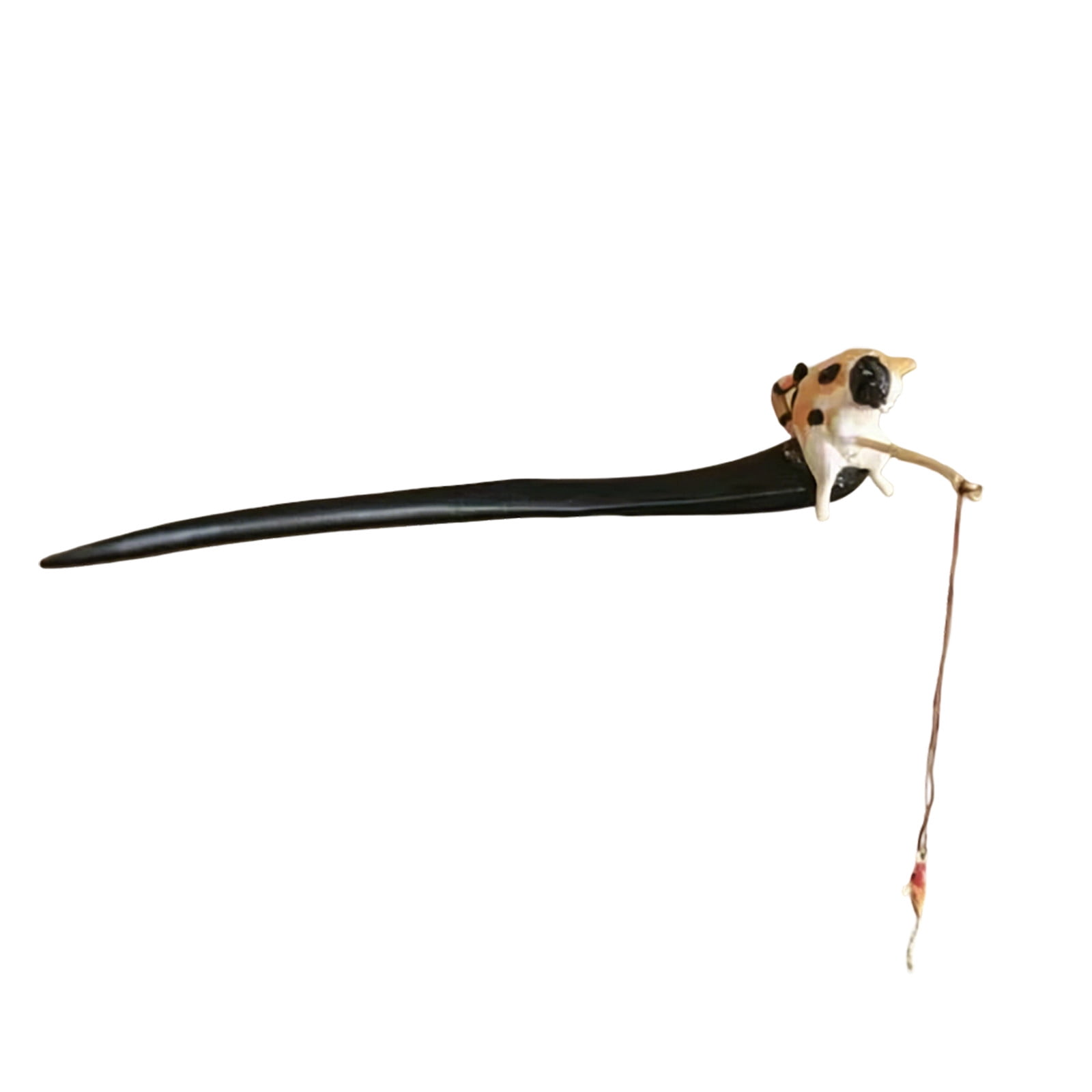 Cat Design Hair Stick – Long Wooden Hairpin for Thick Hair, Versatile ...