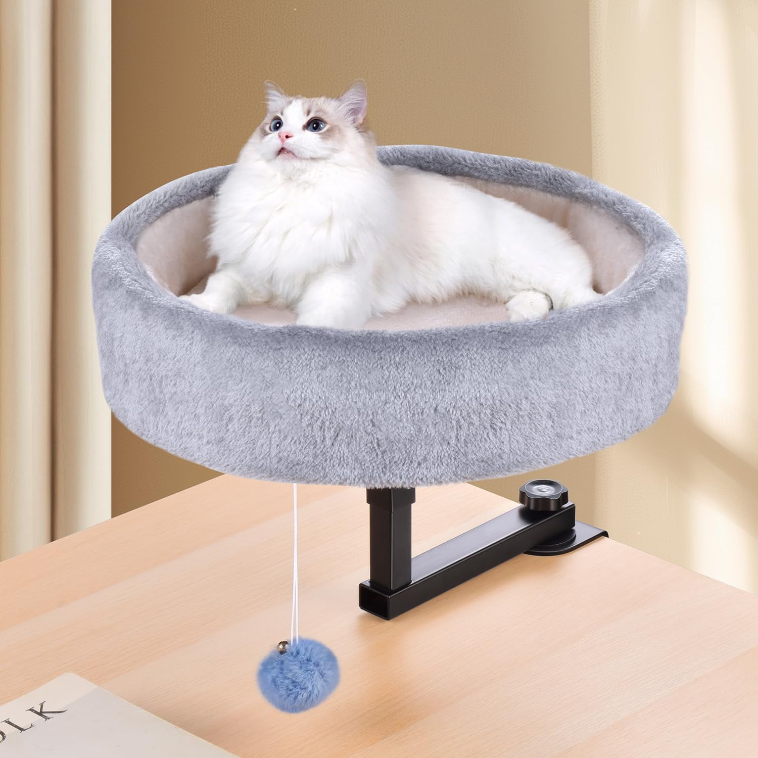 Cat Desk Bed - 360°Rotating & Adjustable, Supports Up to 44 lbs, Soft ...
