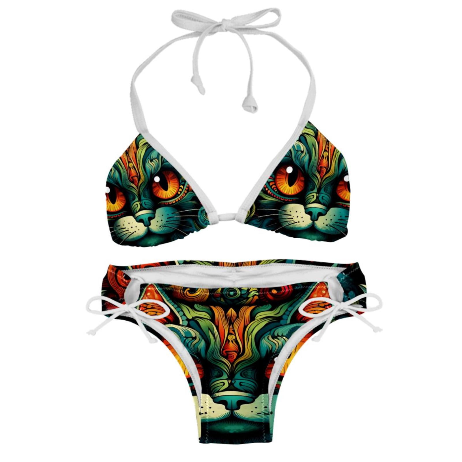 Cat Detachable Sponge Adjustable Strap Bikini Set Swimsuit 2-Pack ...