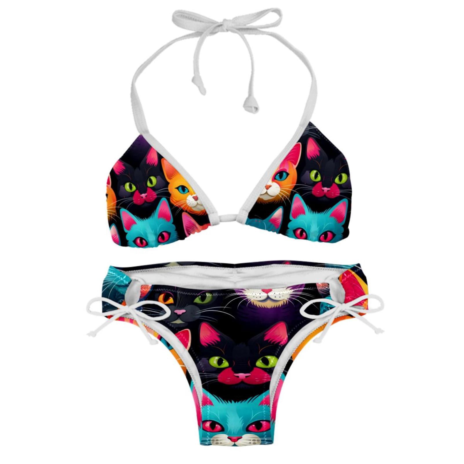 Cat Detachable Sponge Adjustable Strap Two-Pack Bikini Set Swimsuits ...