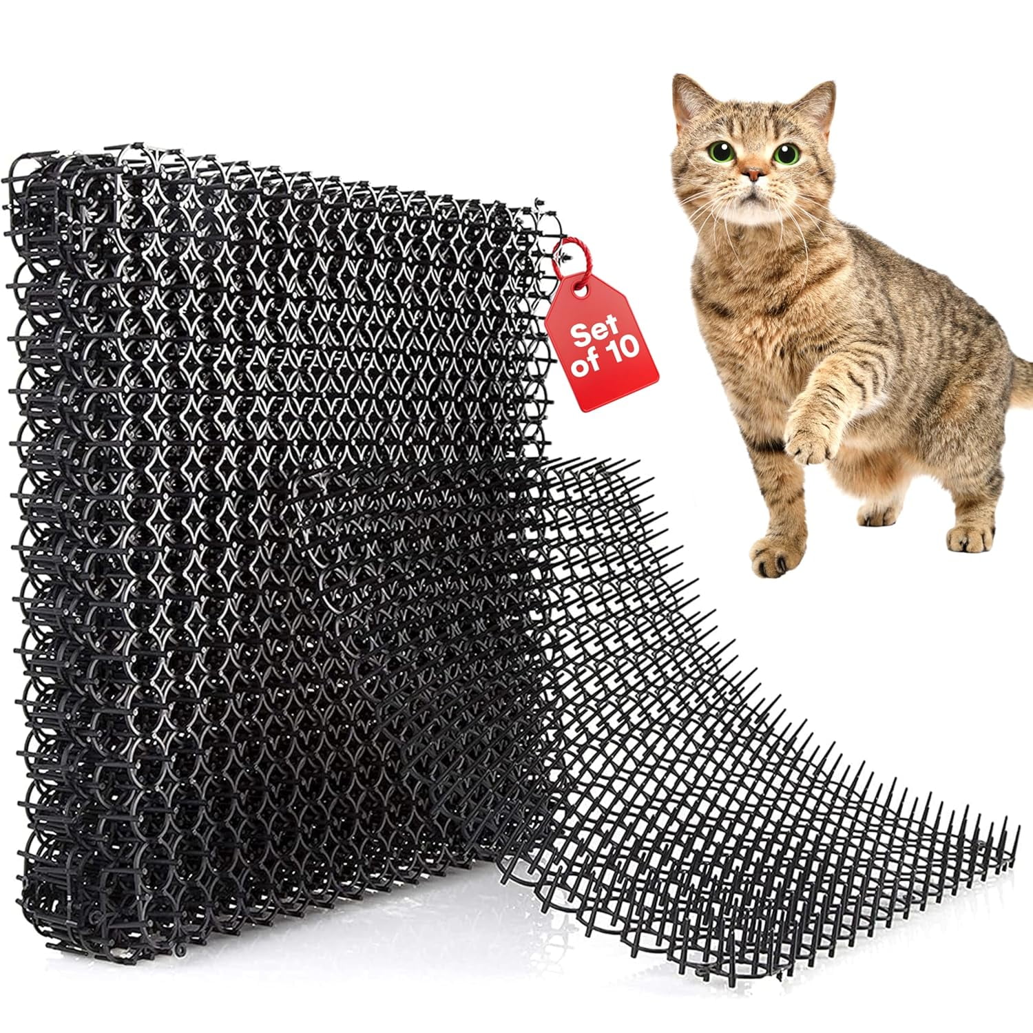 Cat Deterrent Pad 10-Piece Set - 16 x 13 Inches Indoor/Outdoor Dog and ...