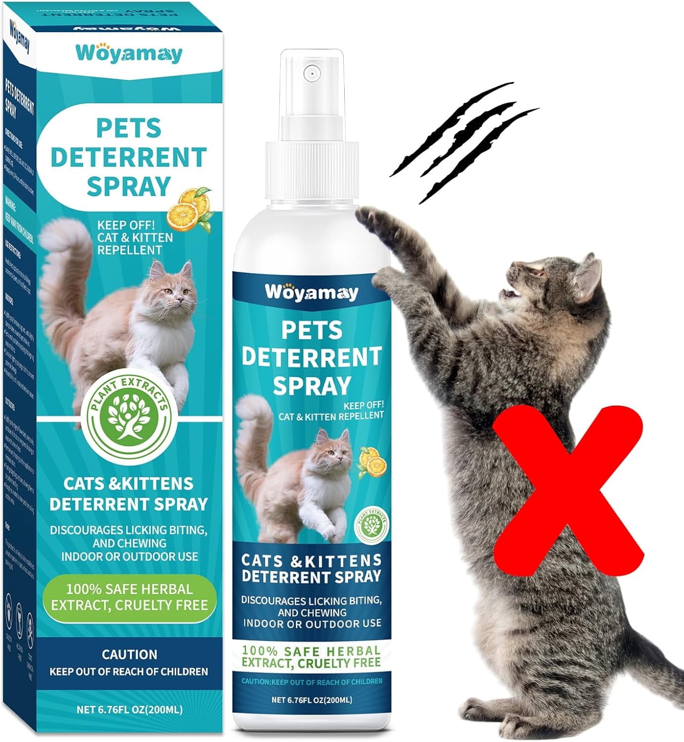 Cat Deterrent Spray, Cat Scratch Deterrent for Furniture, Cat Repellent ...