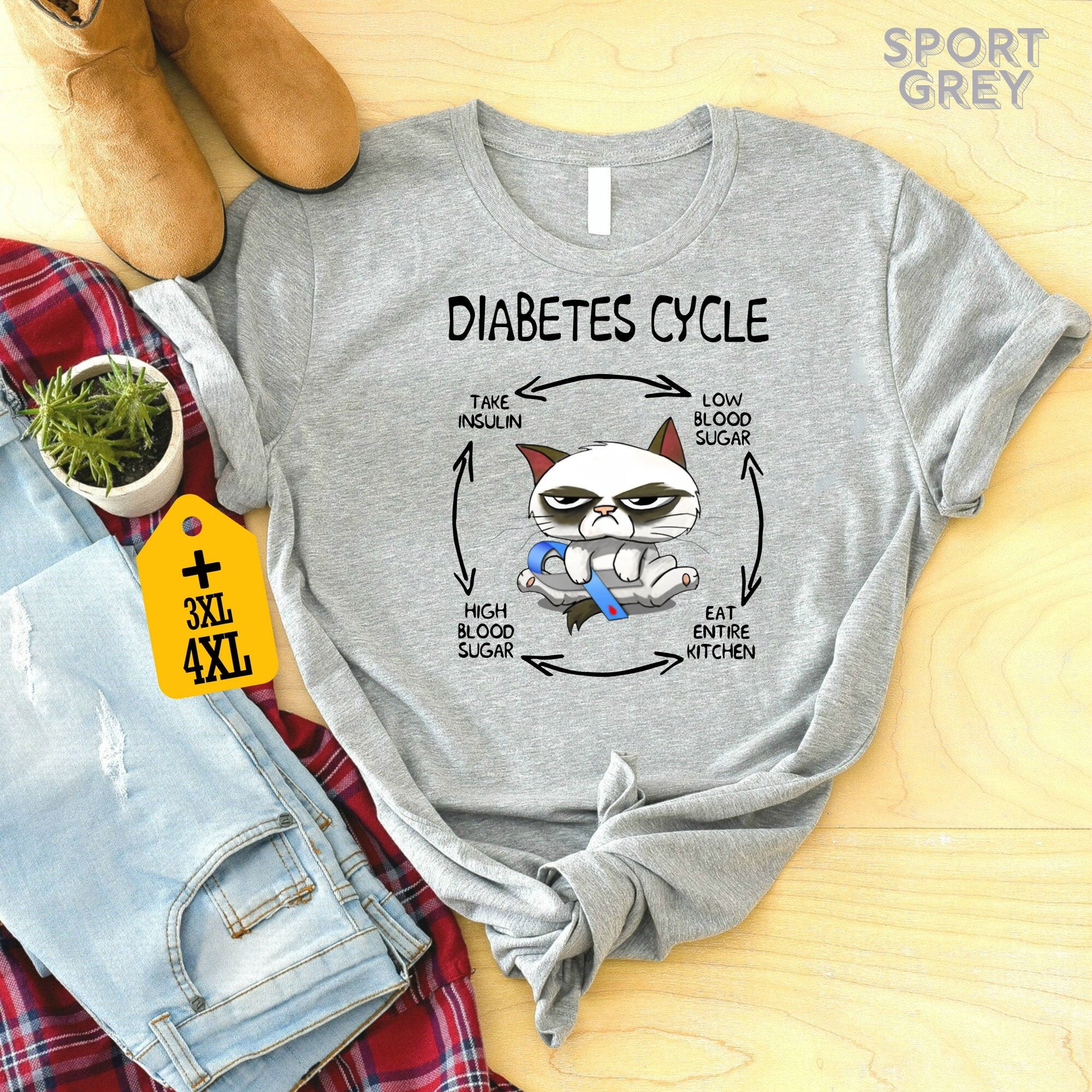 Cat Diabetes Cycle Shirt, Funny Cat Shirt, Diabetes Awareness Shirt ...