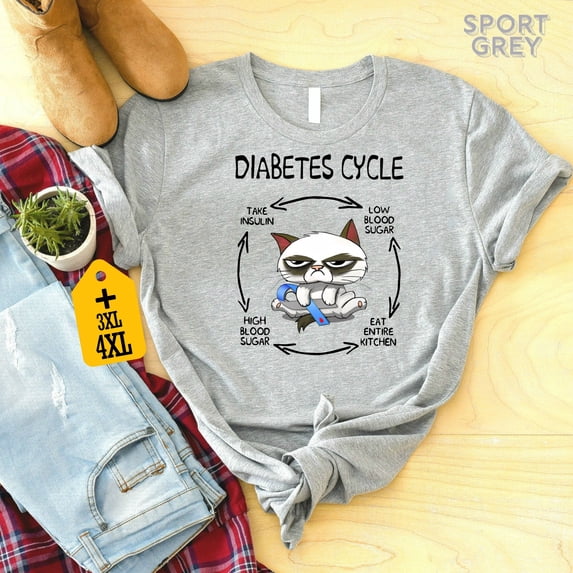 Cat Diabetes Cycle Shirt, Funny Cat Shirt, Diabetes Awareness Shirt ...