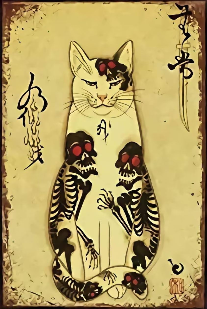 Cat Diamond Art Kits for Adults Beginners Japanese Ninja Samurai Cat ...