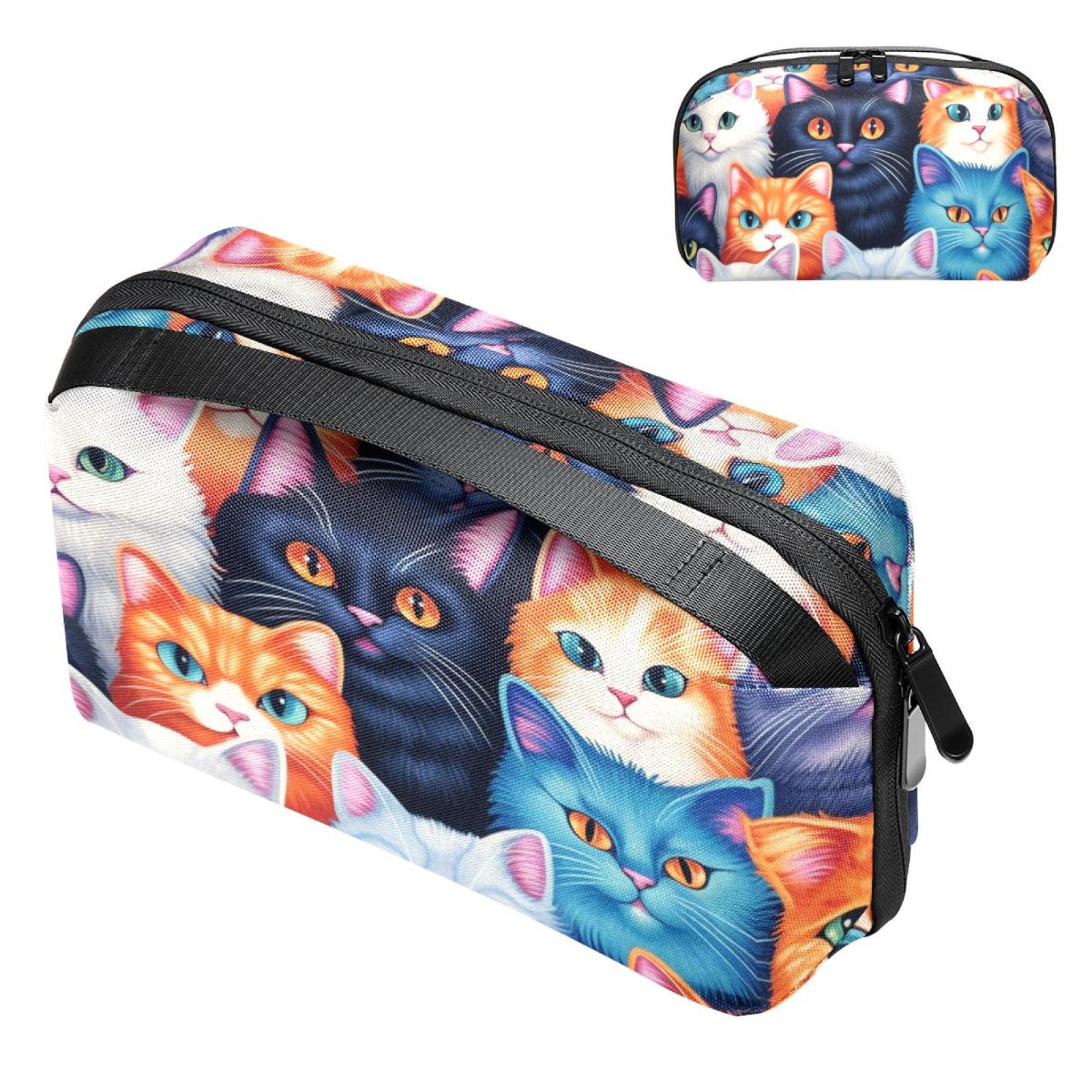 Cat Digital Bag with Oxford Fabric, Waterproof, Charger Pouch, USB ...