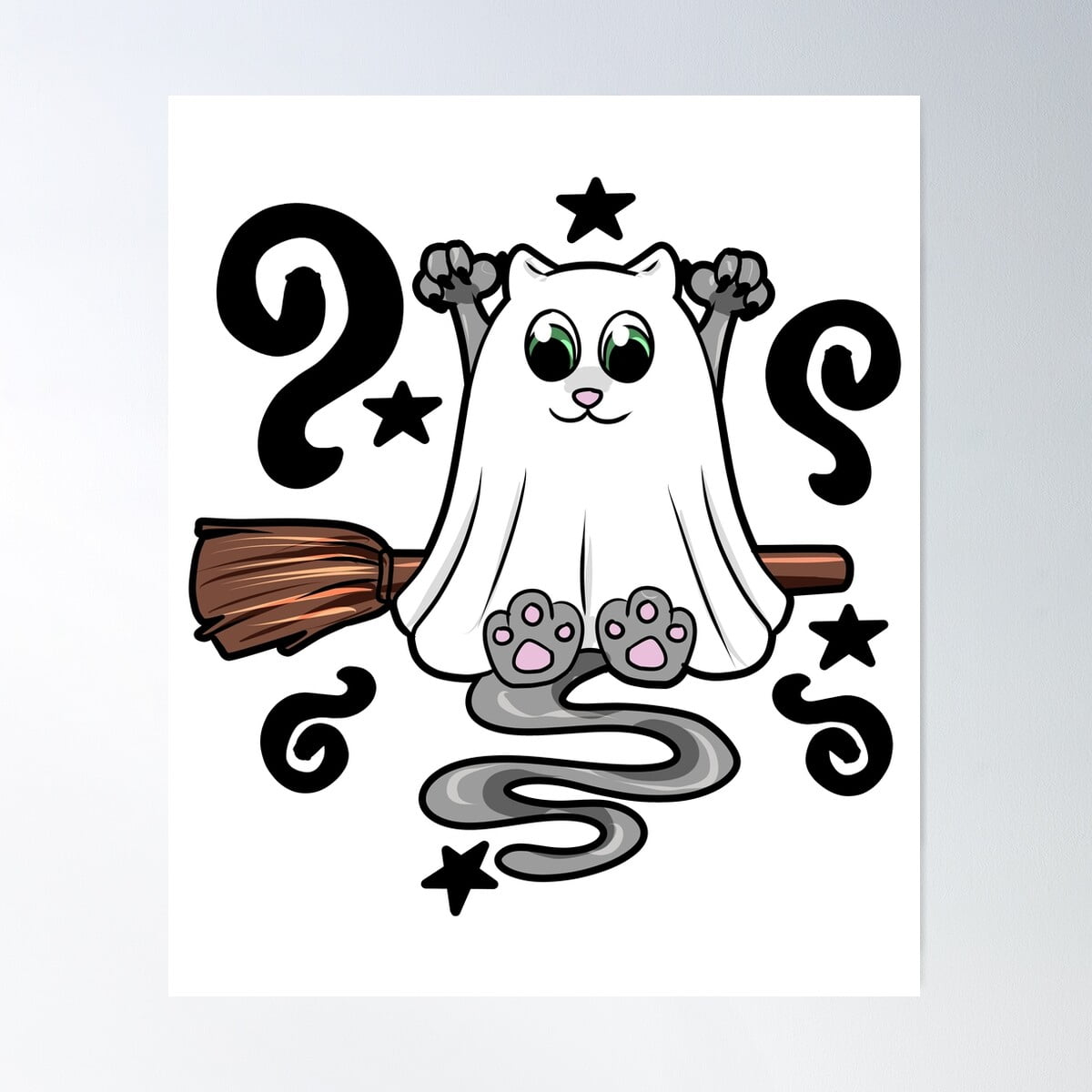 Cat Disguised As A Ghost Poster Wall Art Modern Wall Decor For Living ...