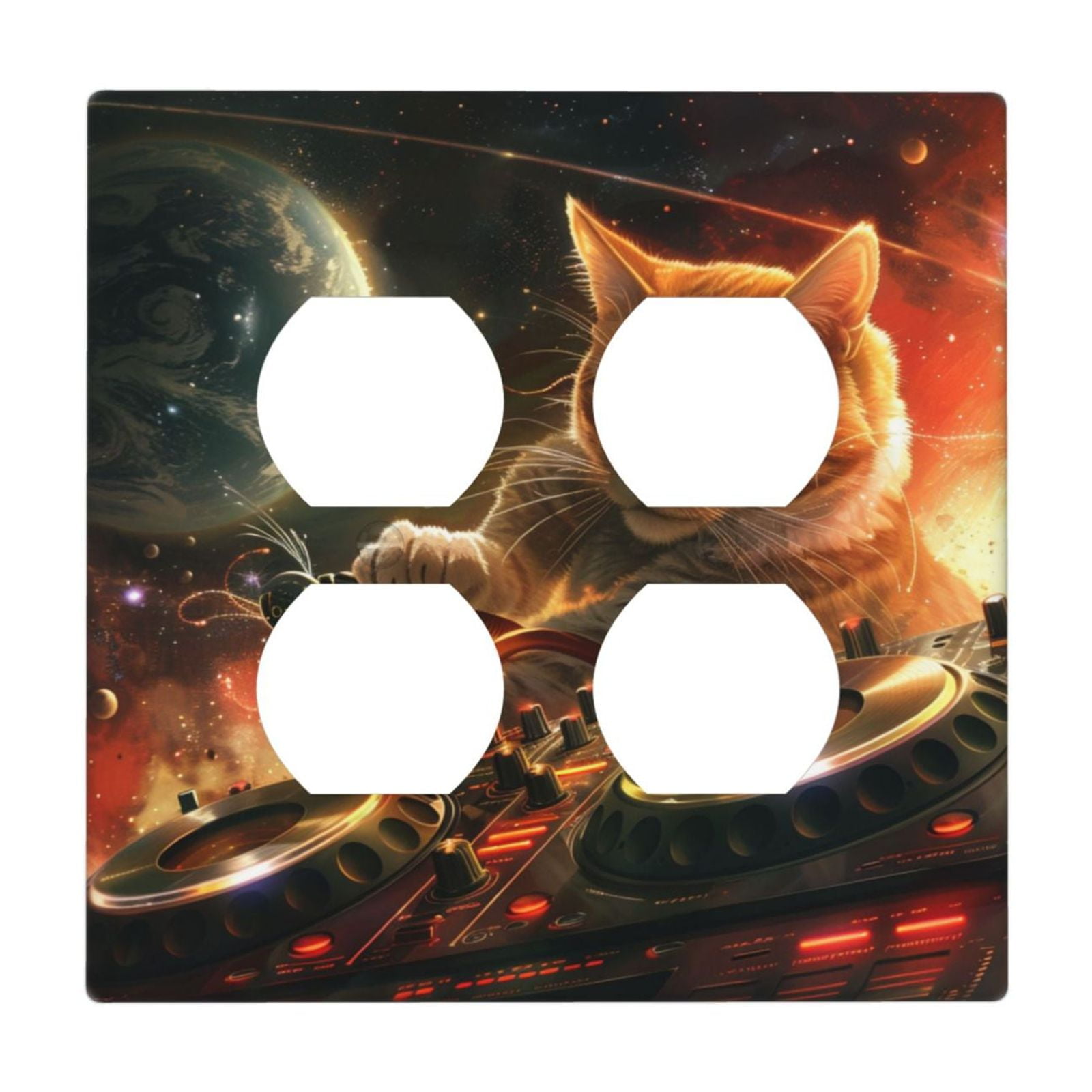 Cat Dj Space Switch Cover Decorative Wall Plate / 2-Gang 2-Duplex ...