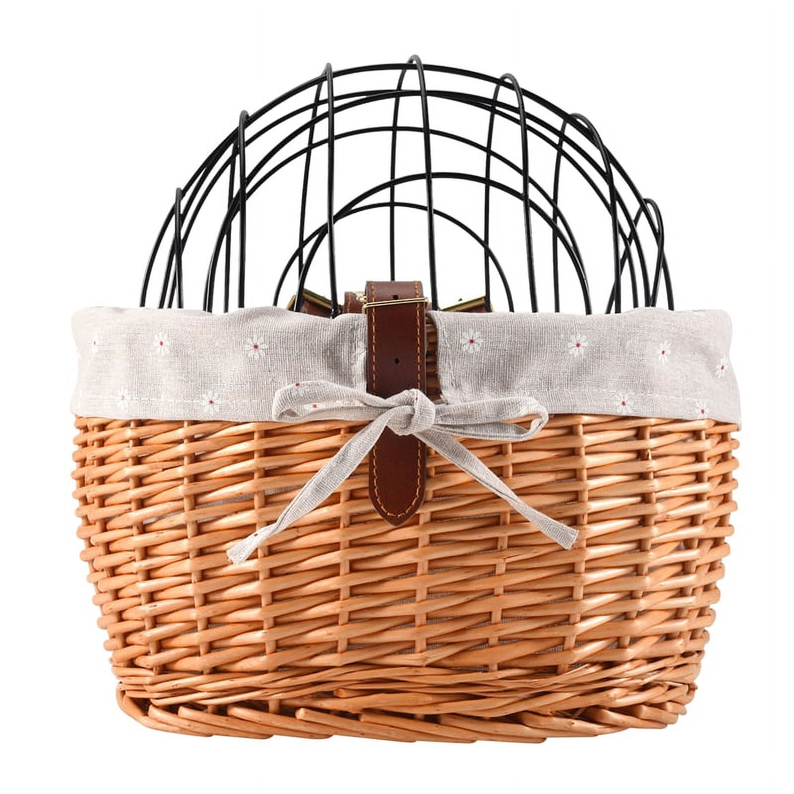 Cat Dog Bicycle Front Handlebar Basket Pets Seat Handwoven Wicker Road ...