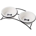 Cat & Dog Bowls - Ceramic Elevated Pet Raised Cat Food Bowls Set, 12 ...