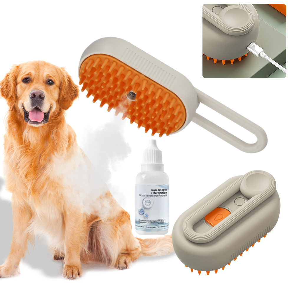 Cat Dog Brush, USB Rechargeable Pet Grooming Comb With Electric Water ...