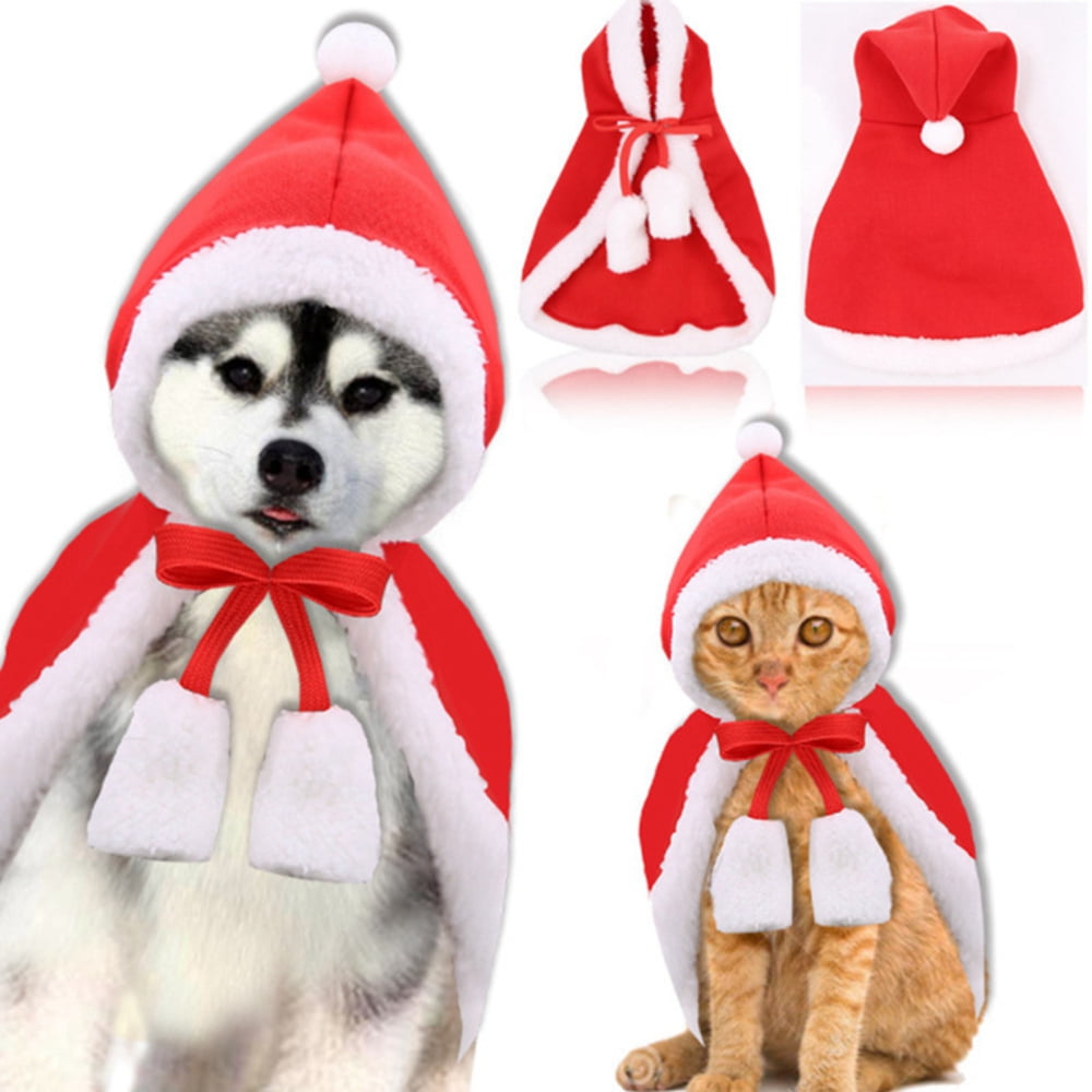 Cat Dog Christmas Outfit Pet Costume Cape,Santa Christmas Cat Clothes ...