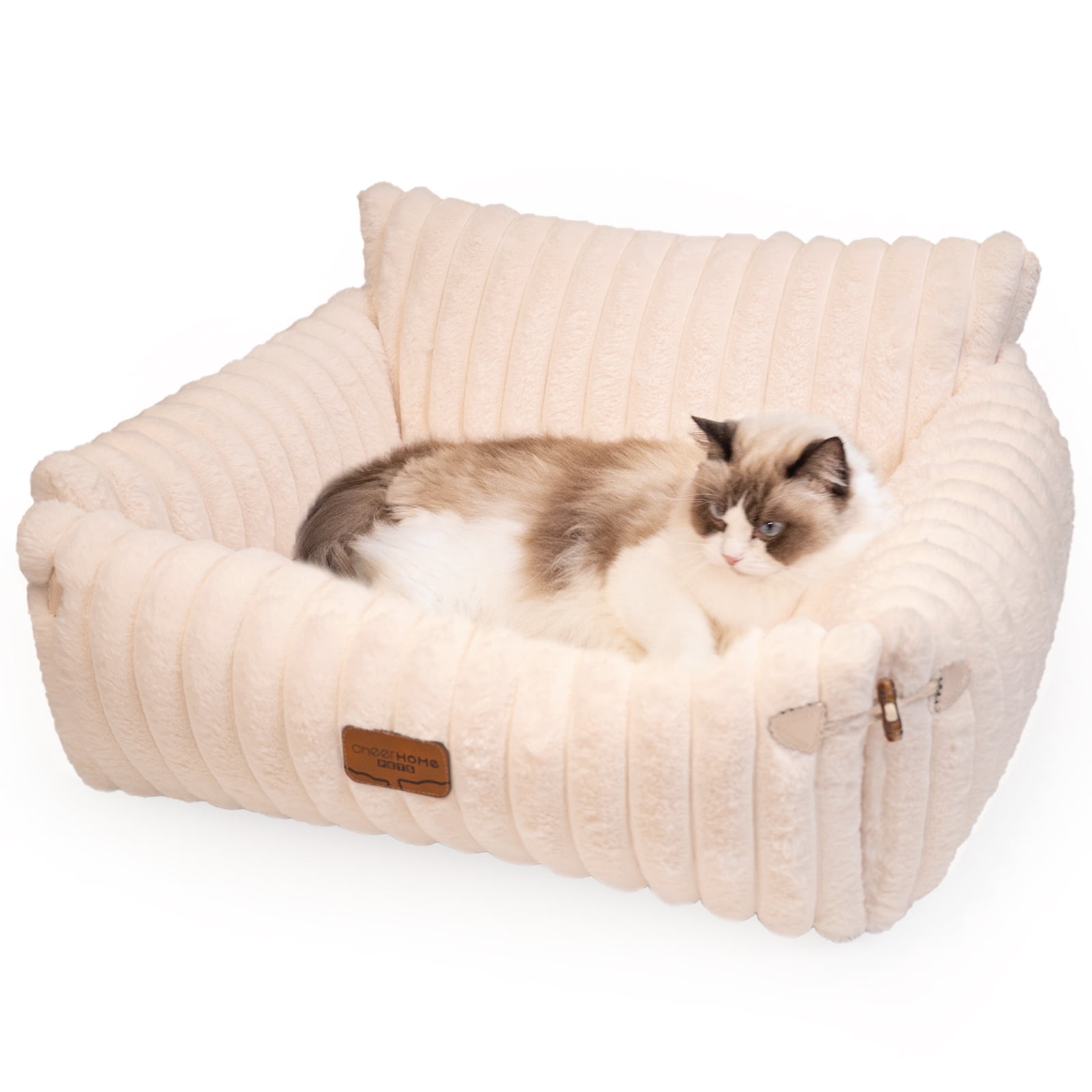 Pet Couch Bed, 24.8" Fluffy Cat Sofa Recliner with Removable Washable ...