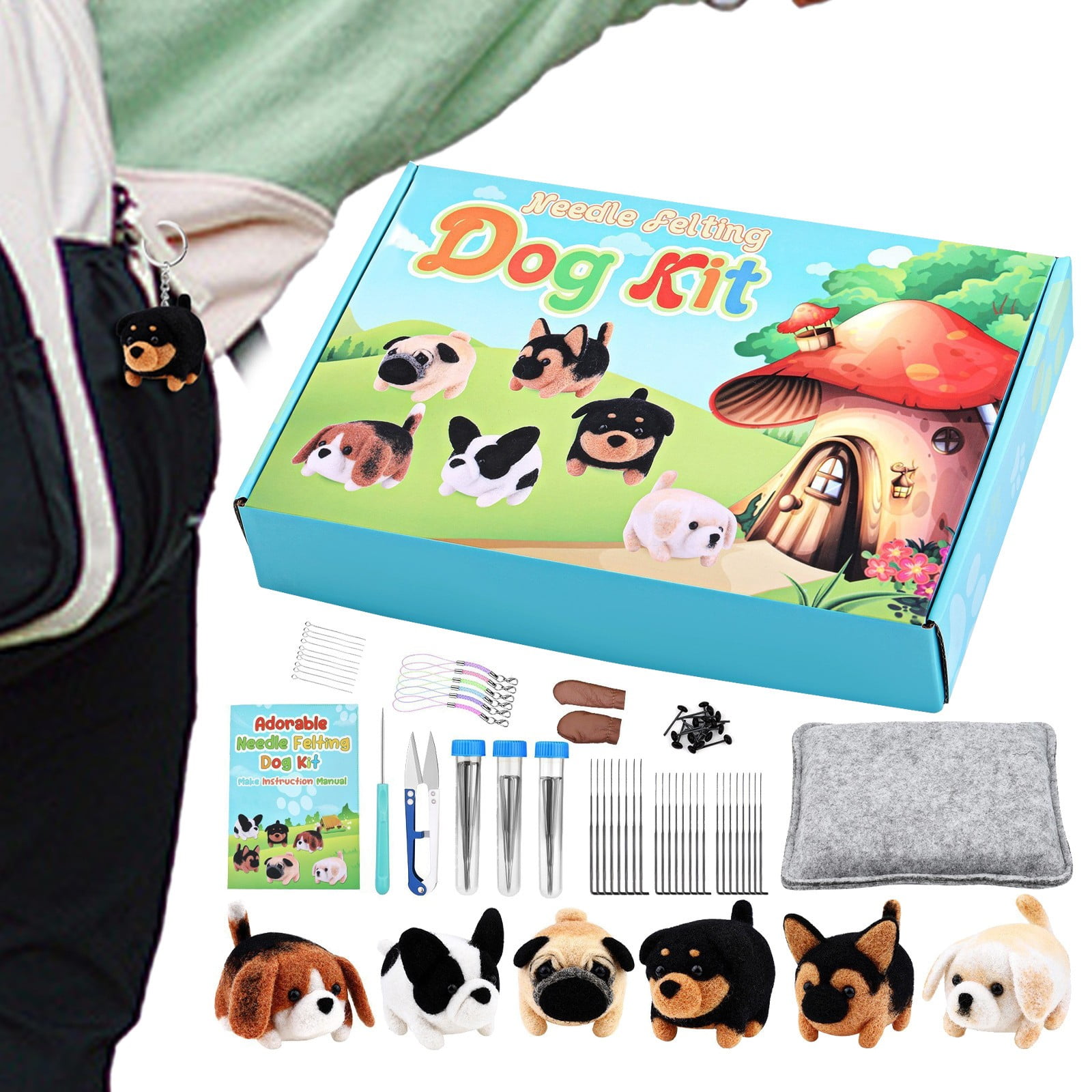 Cat And Dog Diy Wool Felt Poke Fun|Needle Felting Kit Puppy Doll Making ...