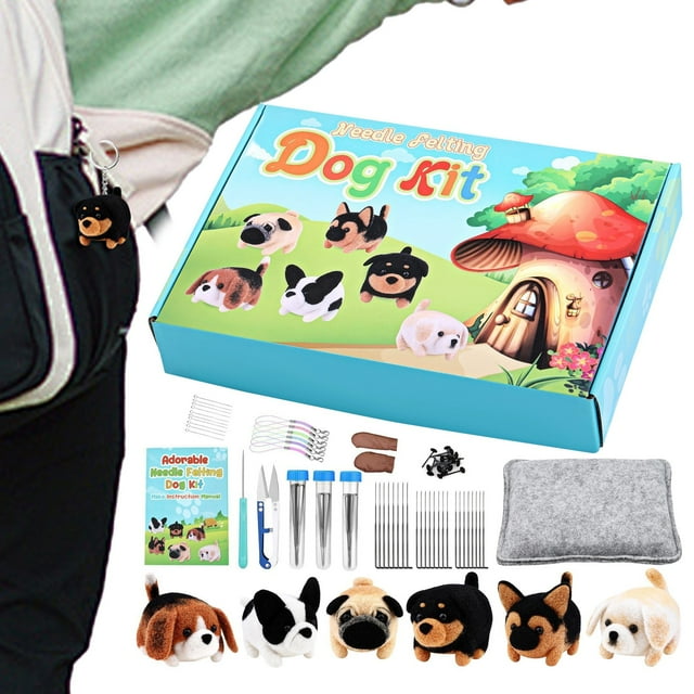 Cat And Dog Diy Wool Felt Poke Fun|Needle Felting Kit Puppy Doll Making ...