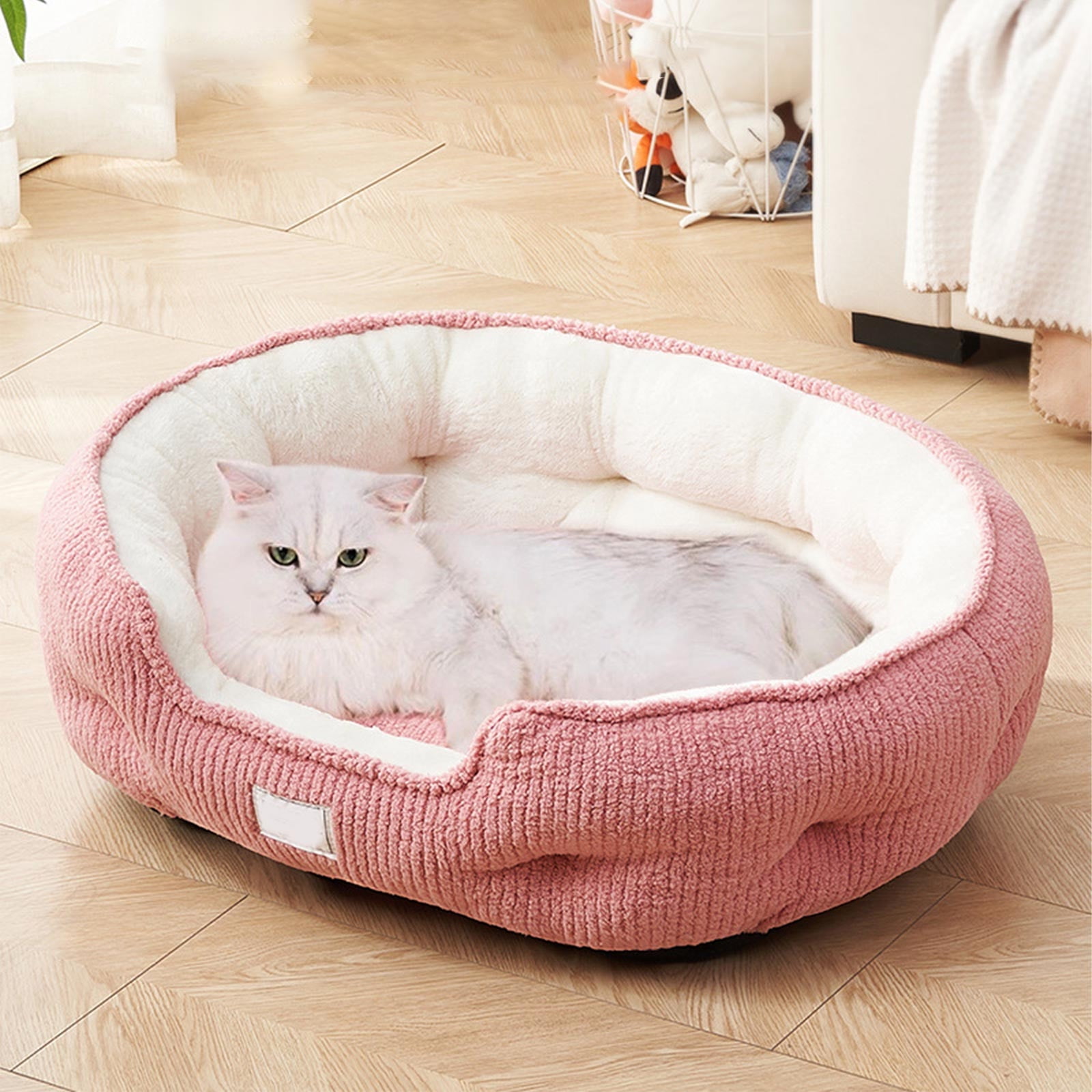 Cat & Dog Elliptic Bed | Thick Winter Warm Velvet, Plush Arctic Fleece ...