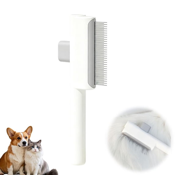 Cat & Dog Flea Brush with One-Click Release Button, Stainless Steel ...