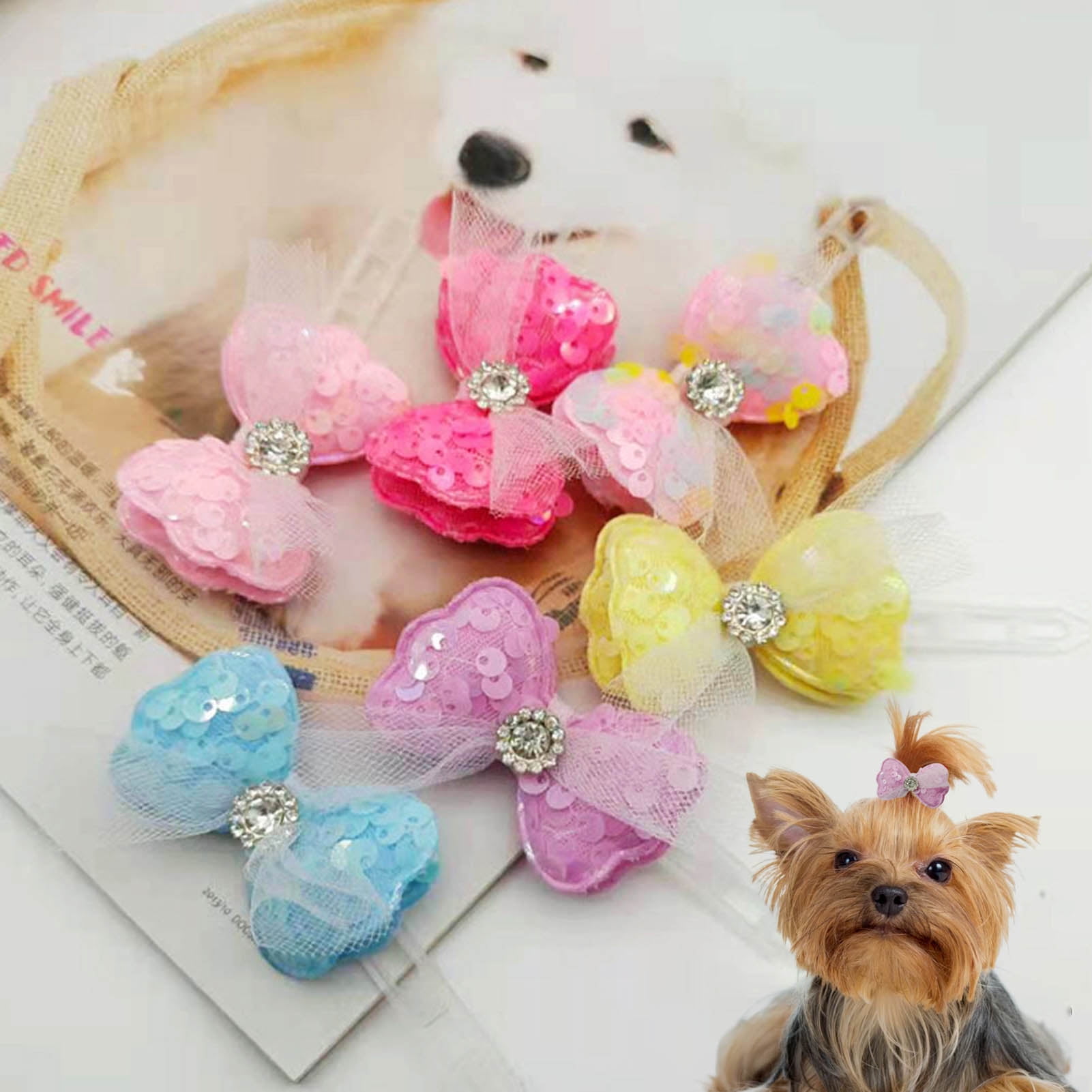 Cat Dog Hair Accessories, Pet Cat Dog Hair Bows Clips, Pet Hair Bow ...