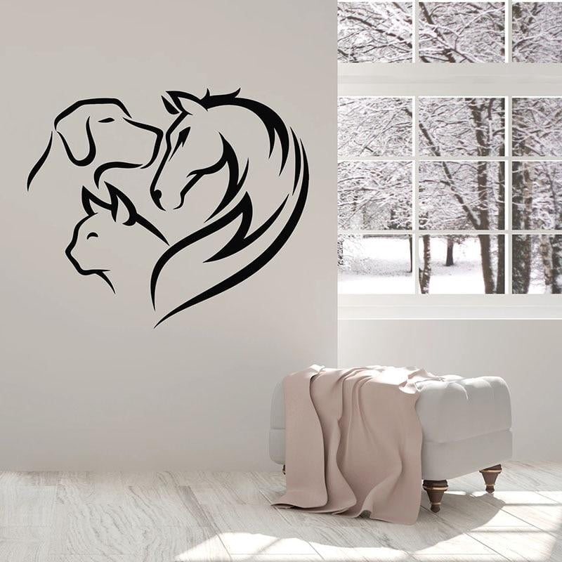 Cat Dog Horse Wall Decal Veterinary Care Love Pet Door Window Vinyl ...