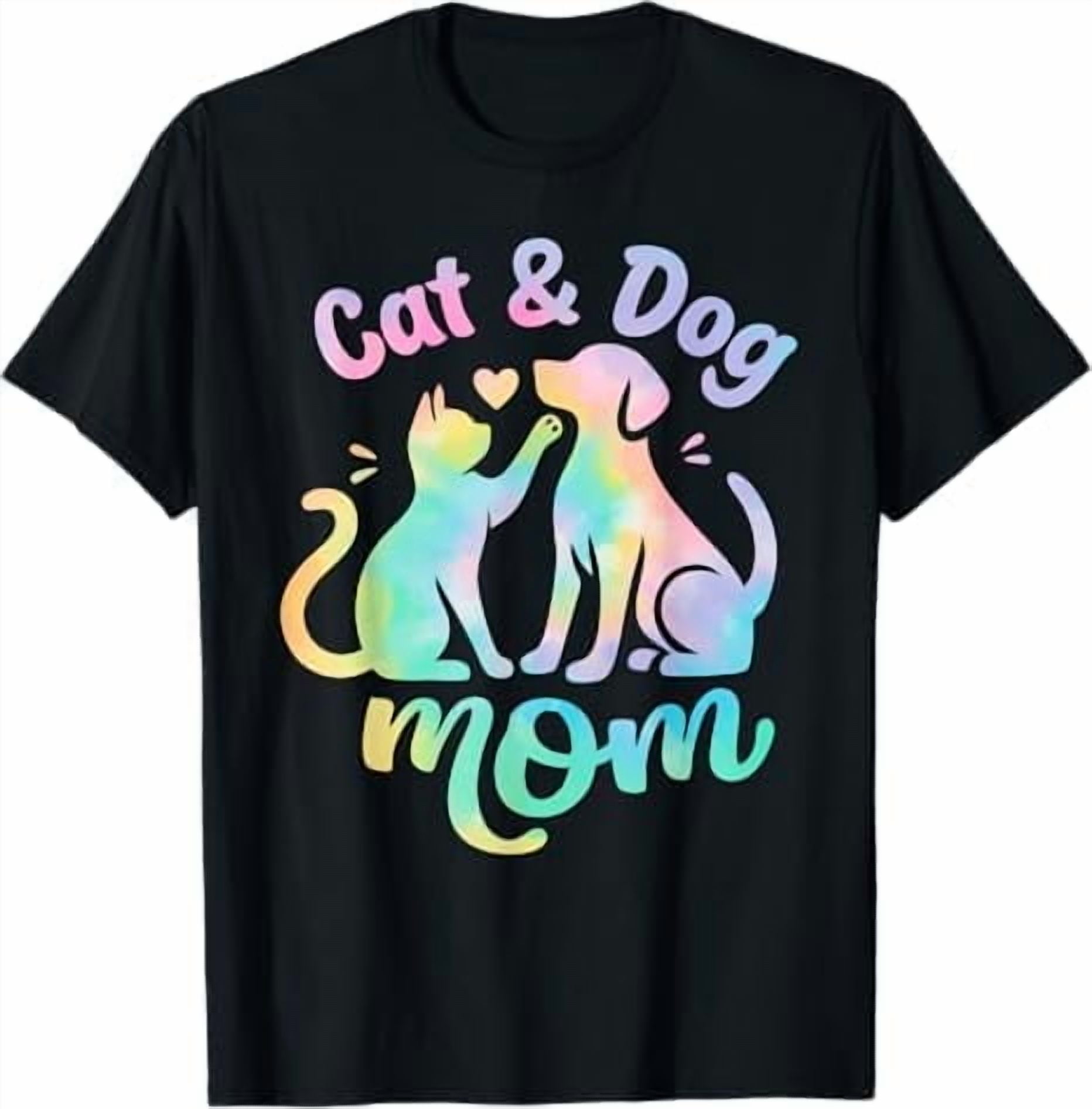 Cat Dog Mom Pet Animals Lover Funny Gifts for Mother Women Mama Kids Girls Tees Crew Neck Short ...