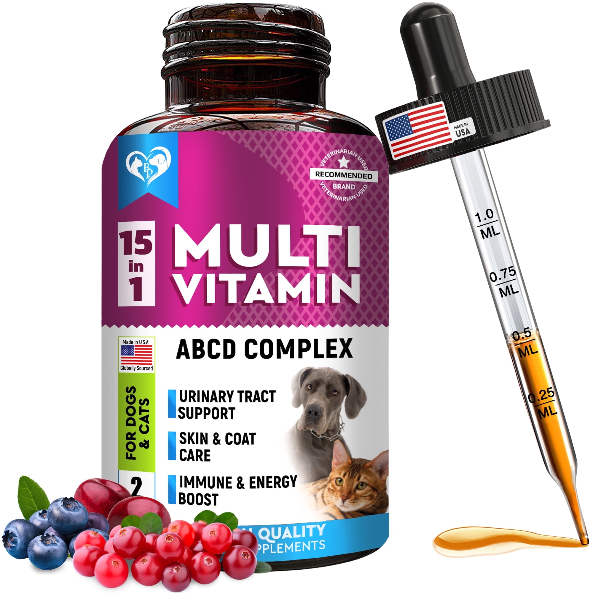 15-in-1 Cat & Dog Multivitamin Liquid: Hip/Joint Care, UTI Support ...