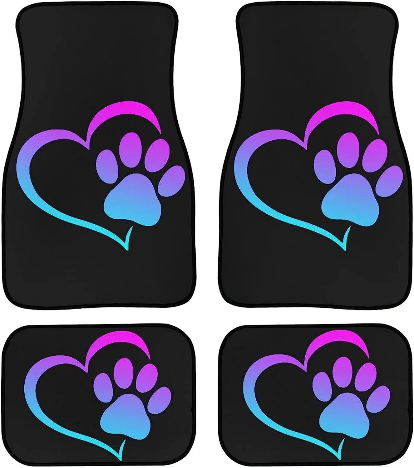 Cat Dog Paw Heart Print Car Floormat Heavy Duty Front Rear Rubber Floor ...