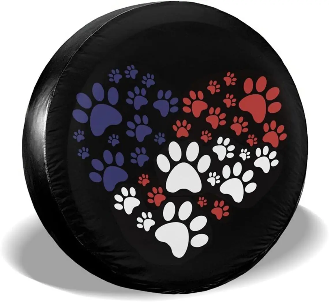 Cat Dog Paw Heart Prints Spare Tire Cover for Camper RV SUV Trailer ...
