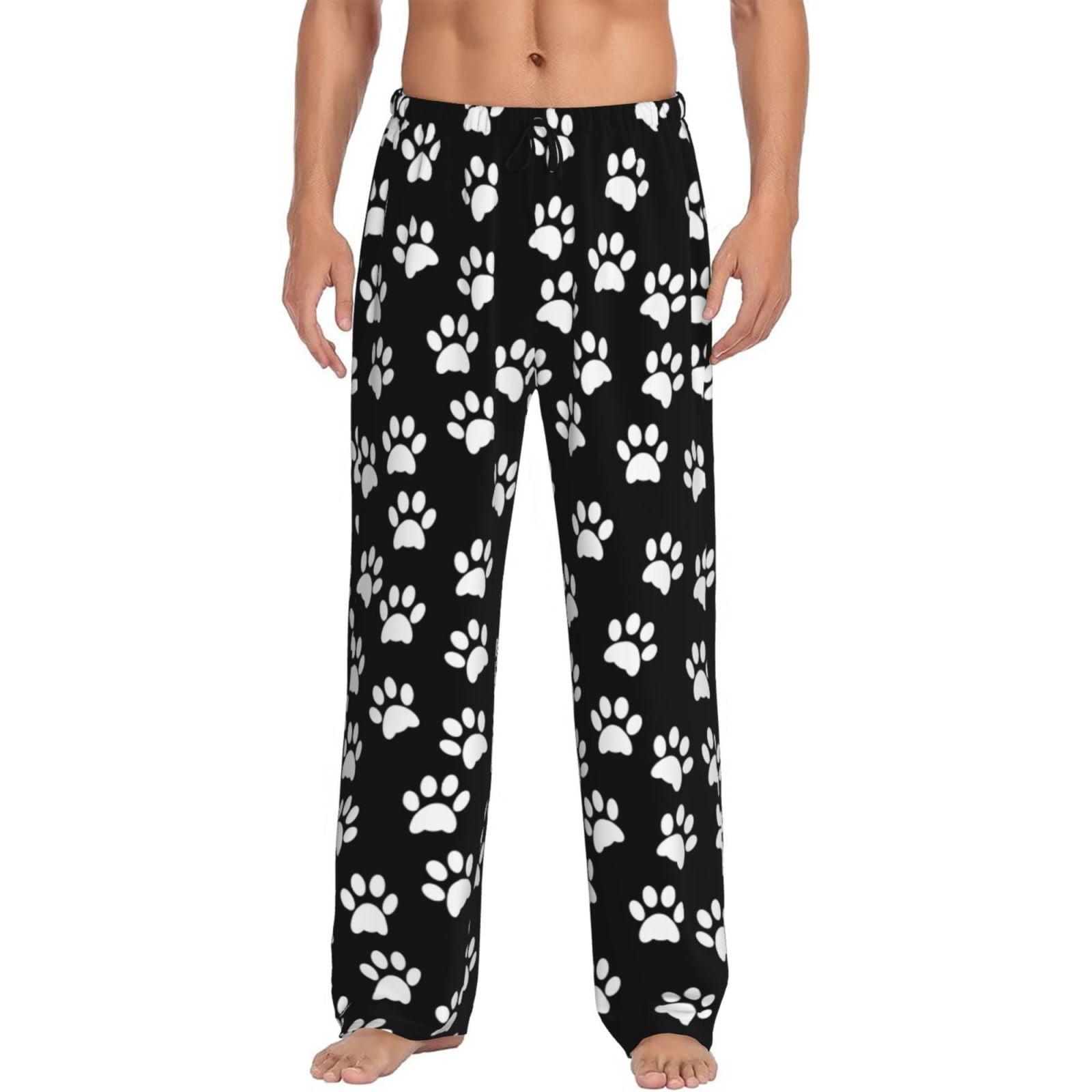 Cat Dog Paw Print Pattern Men'S Pajama Pants Soft Sleep Lounge Pants ...