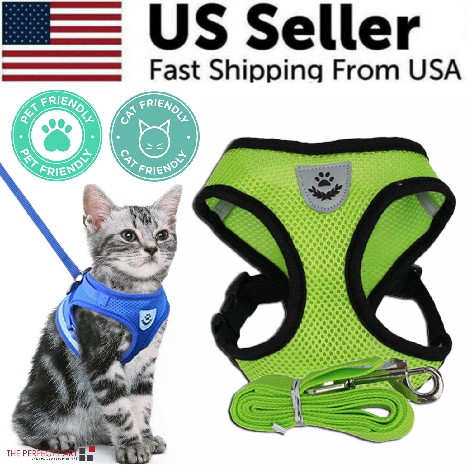 Cat Dog Pet Harness Adjustable Control Vest Dogs Reflective S M L XL ...