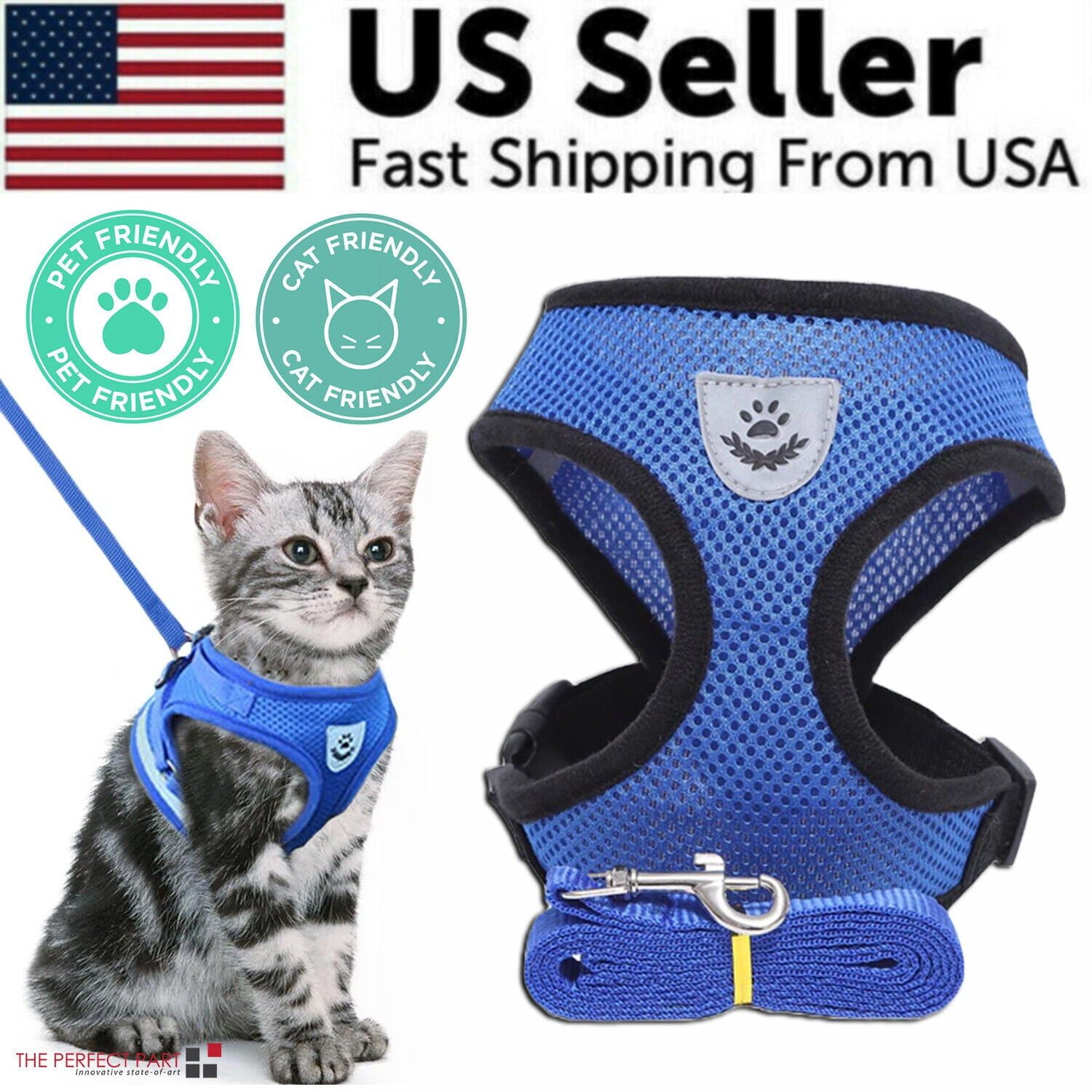 Cat Dog Pet Harness Adjustable Control Vest Dogs Reflective S M L XL ...