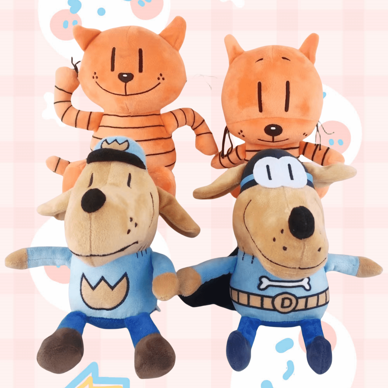Cat And Dog Plush Stuffed Toys - Dog-Man Series Plushies ,4PC Funny Dog ...