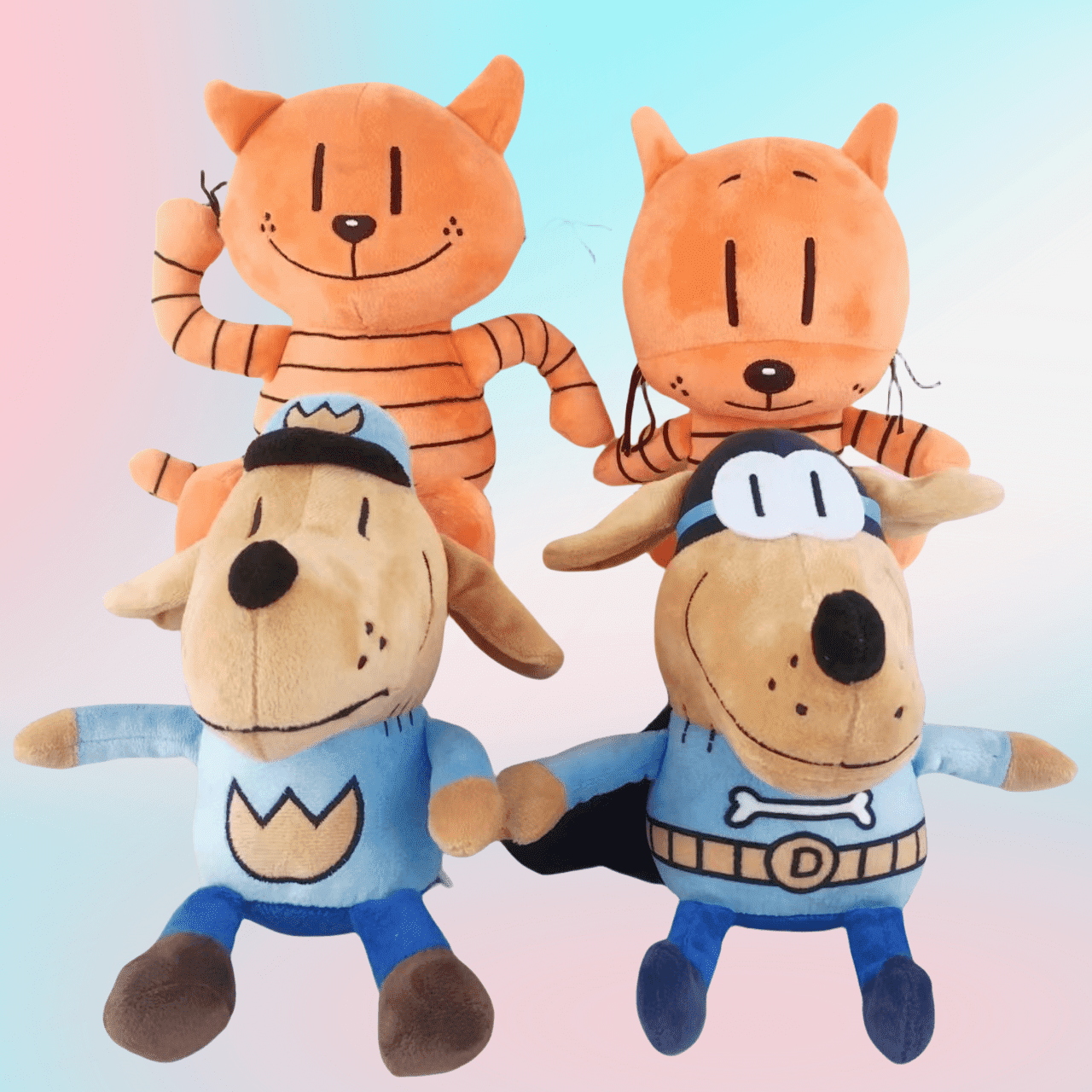 Cat And Dog Plush Stuffed Toys - Dog-Man Series Plushies ,4PC Funny Dog ...