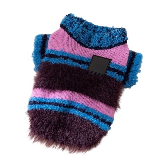 Cat Dog Sweater For Winter, Multi - Color Knit Striped Pullover, Warm ...