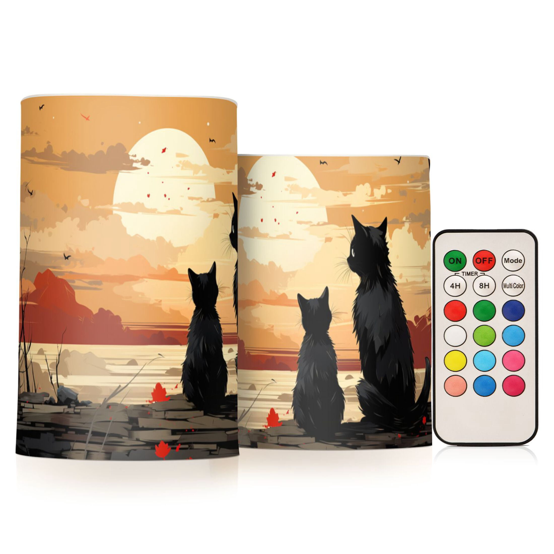 Cat Dog Trees Sun Clouds Flameless Candles LED Lights Battery Operated ...