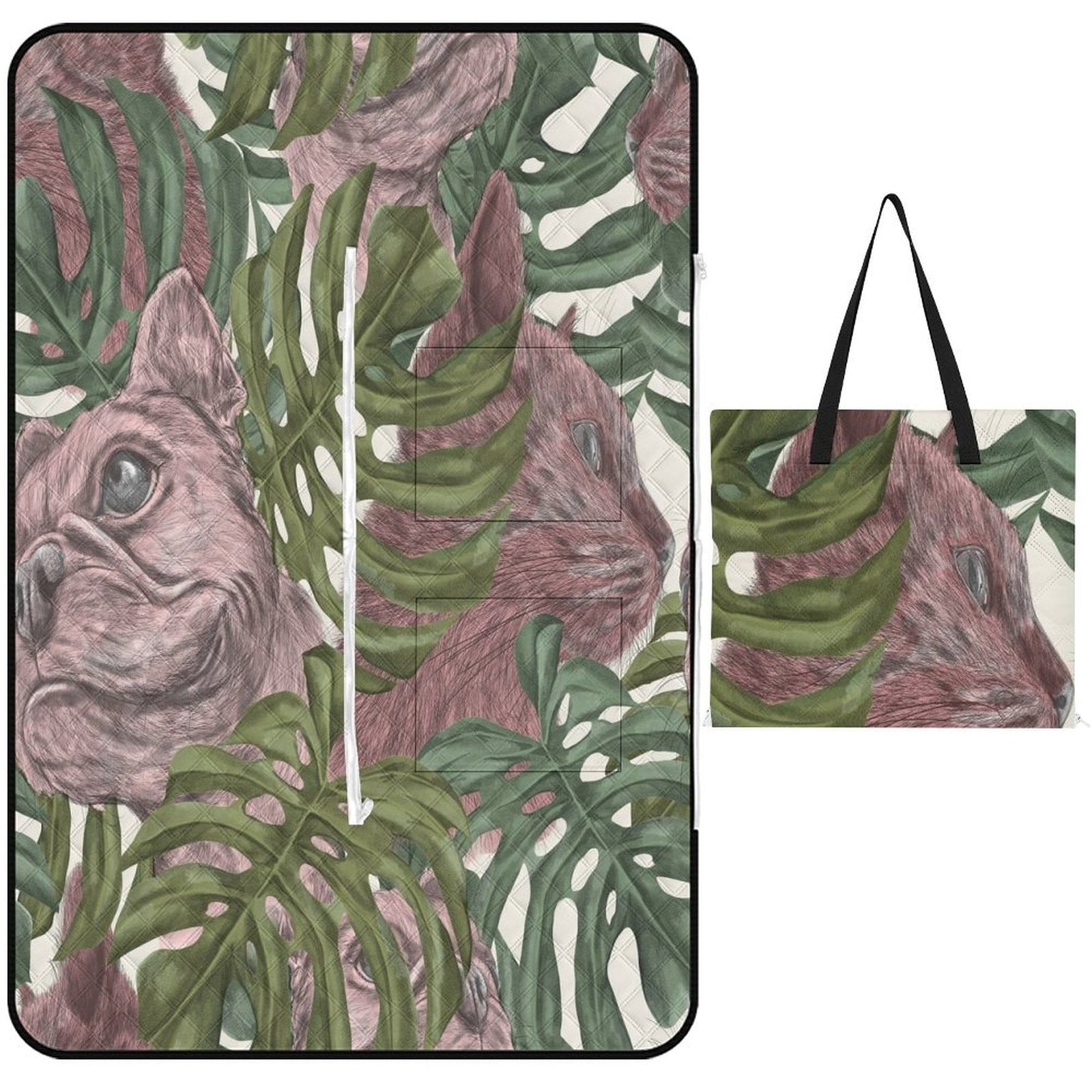 Cat, Dog, Tropical, Green Leaf Waterproof Beach Mat Folding Mattress ...