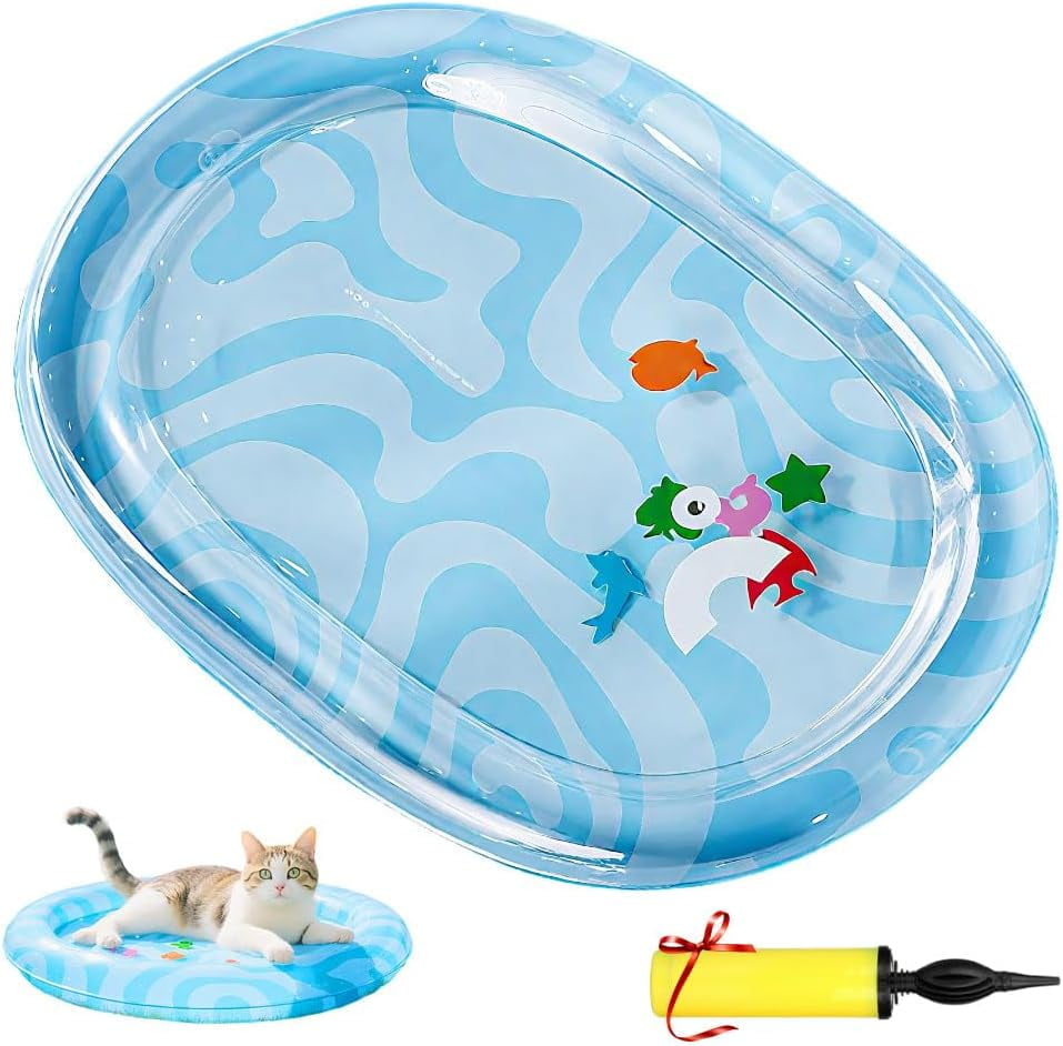 Cat Dog Water Mat, 2025 New Thickened Water Sensor Play Mat for Pet Interactive Cat Cooling Pad ...